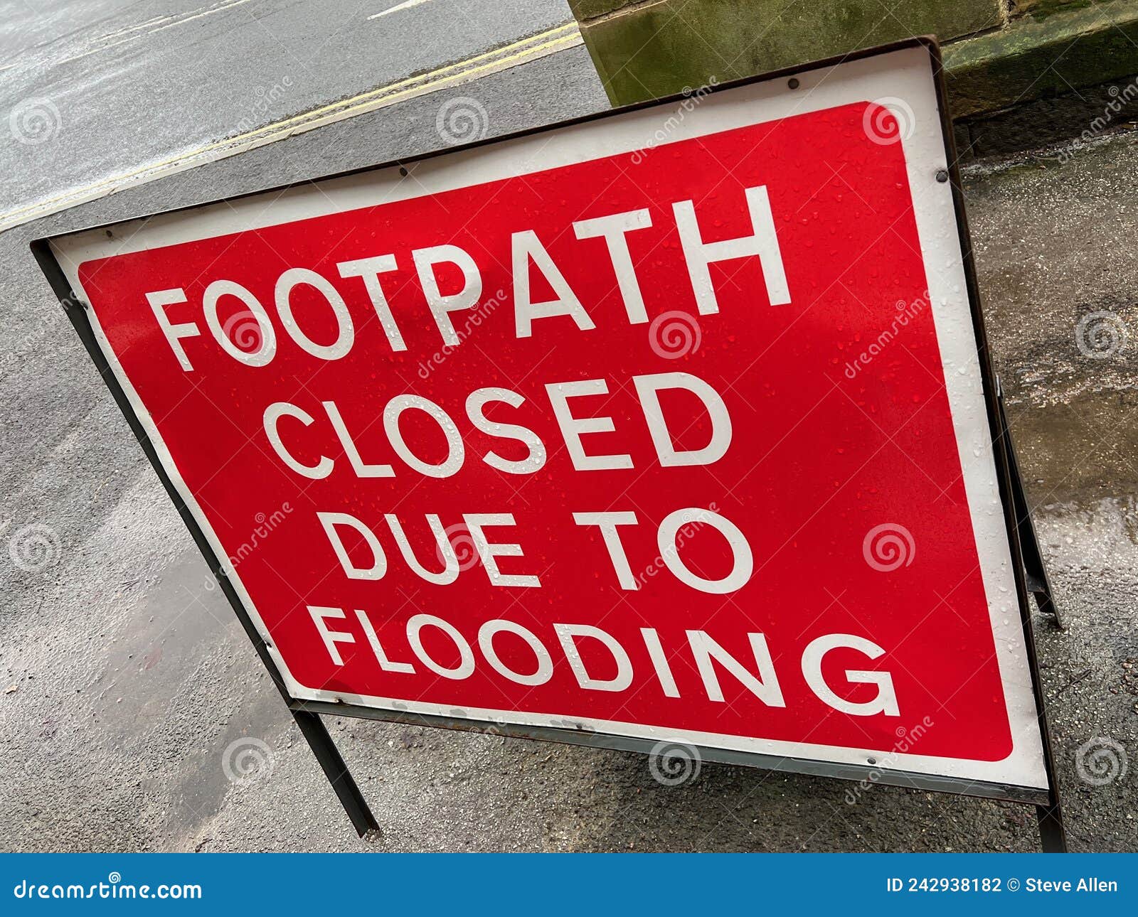 Warning sign - Flooding stock photo. Image of flood - 242938182