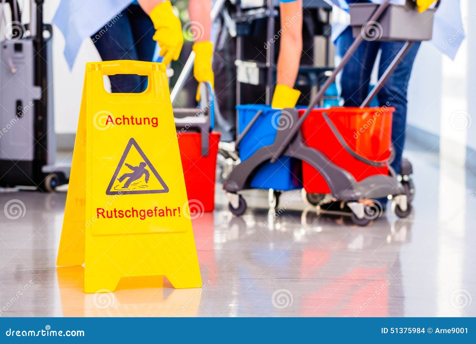 Warning sign on floor stock photo. Image of business - 51375984