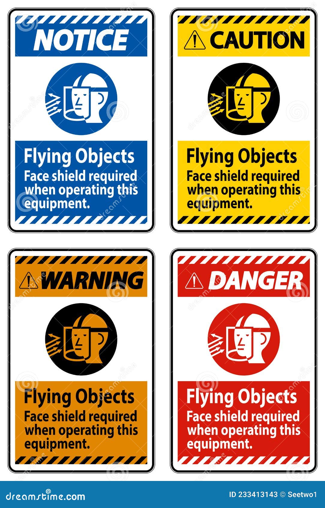 Warning Sign Flying Objects, Face Shield Required when Operating this ...