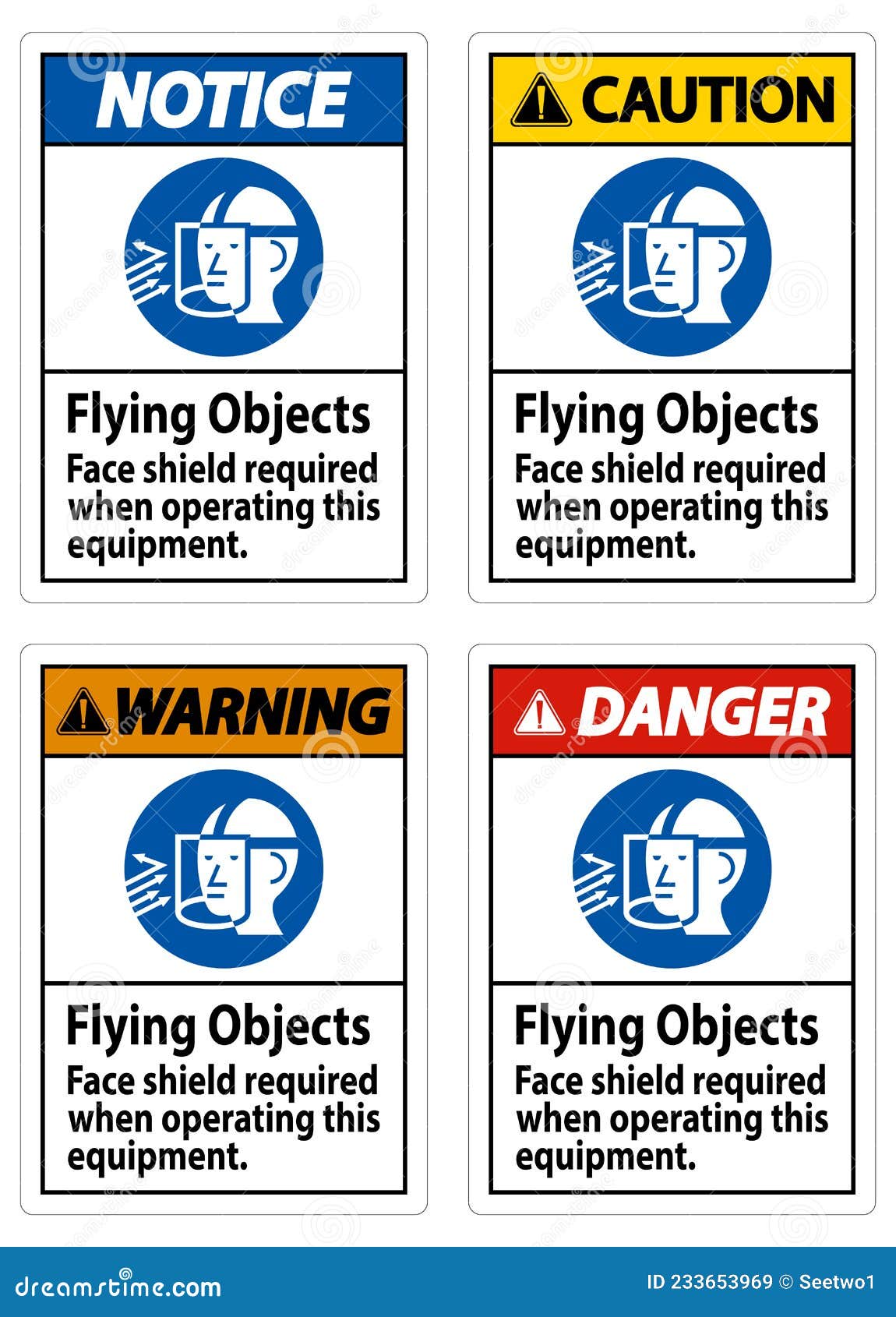 Warning Sign Flying Objects, Face Shield Required when Operating this ...