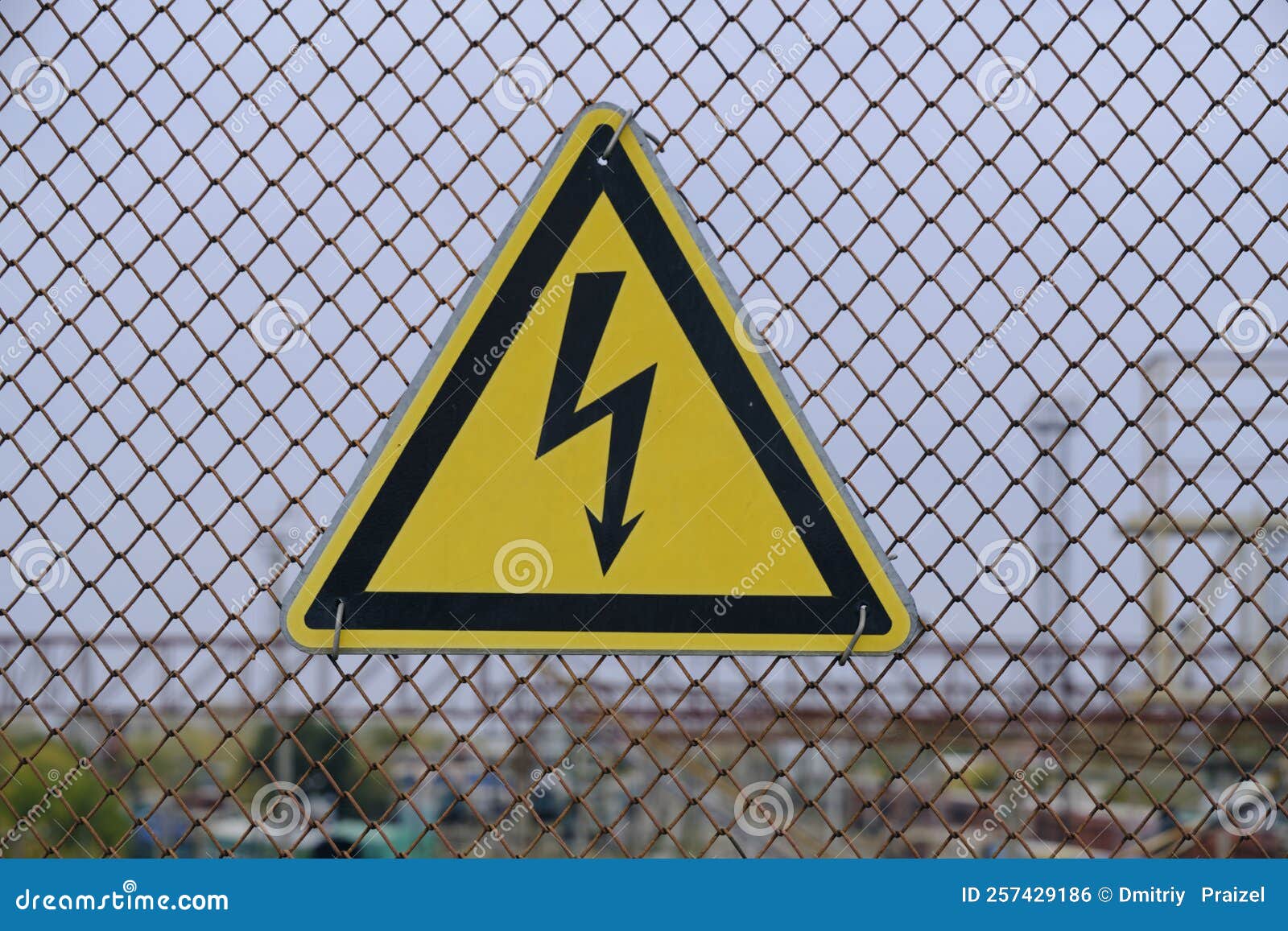 Warning Sign Form of Lightning Bolt on a Yellow High Voltage Sign Stock ...