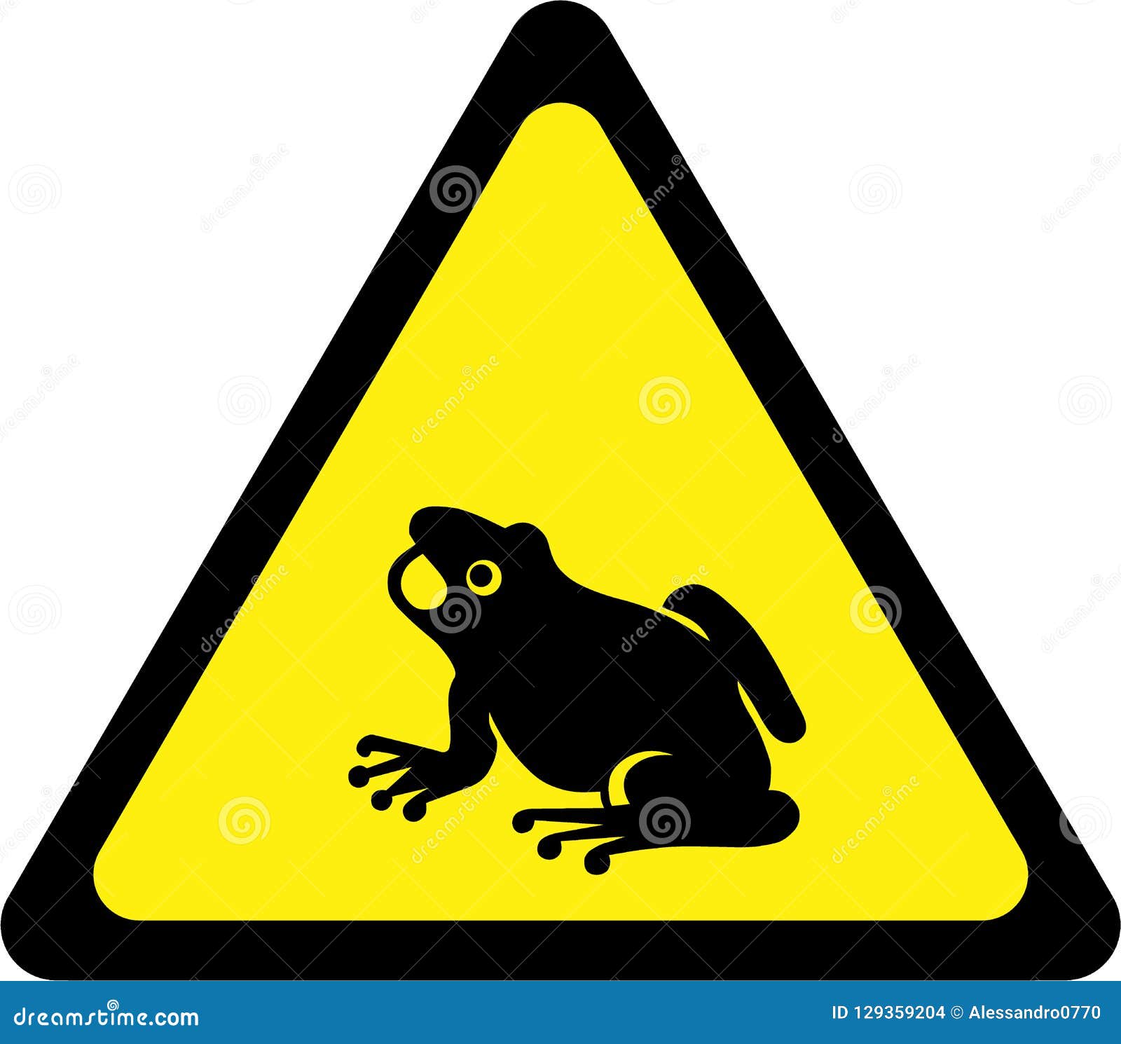 Warning Sign with Frogs on Road Stock Illustration - Illustration of ...