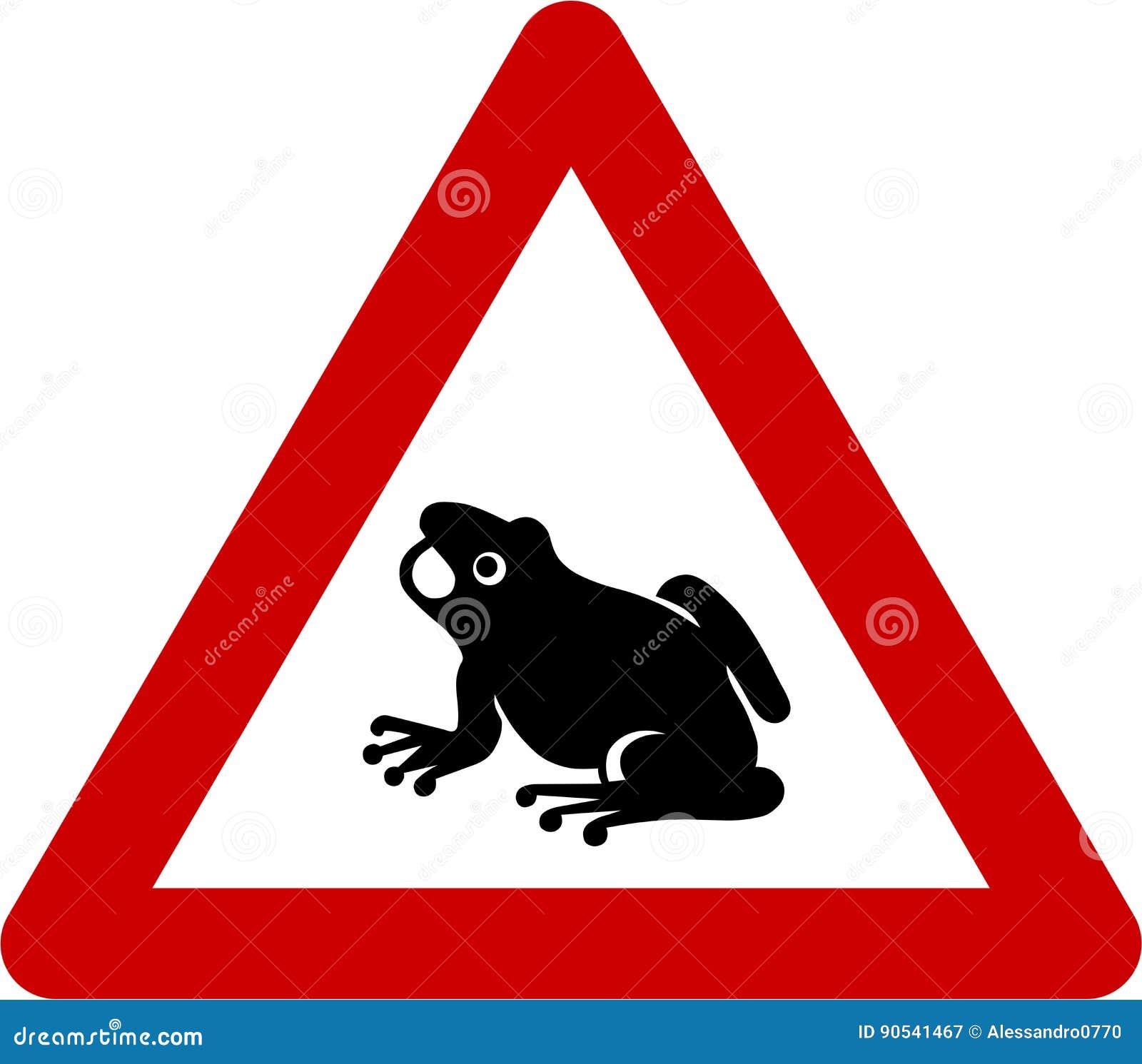 Warning Sign with Frogs on Road Stock Illustration - Illustration of ...