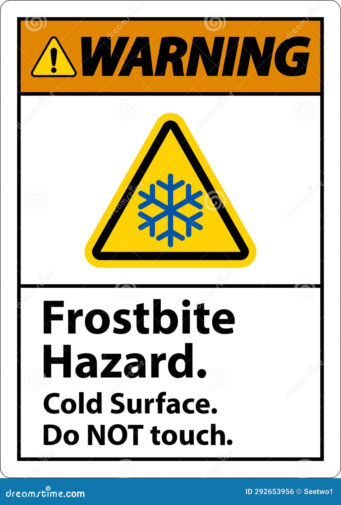 Warning Sign Frostbite Hazard, Do Not Touch Cold Surface Stock Vector ...