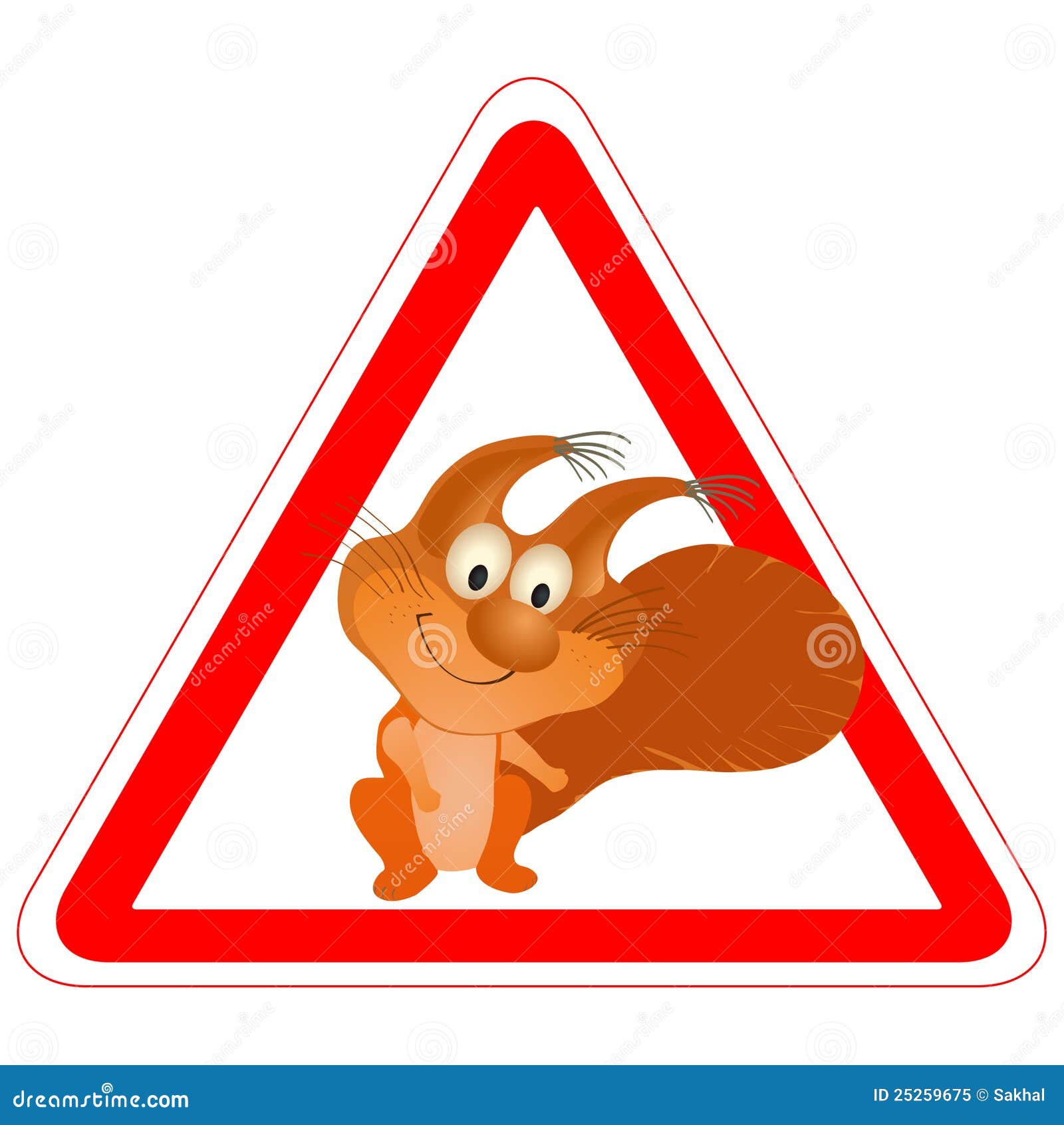 Warning Sign with a Funny Squirrel Stock Vector - Illustration of ...