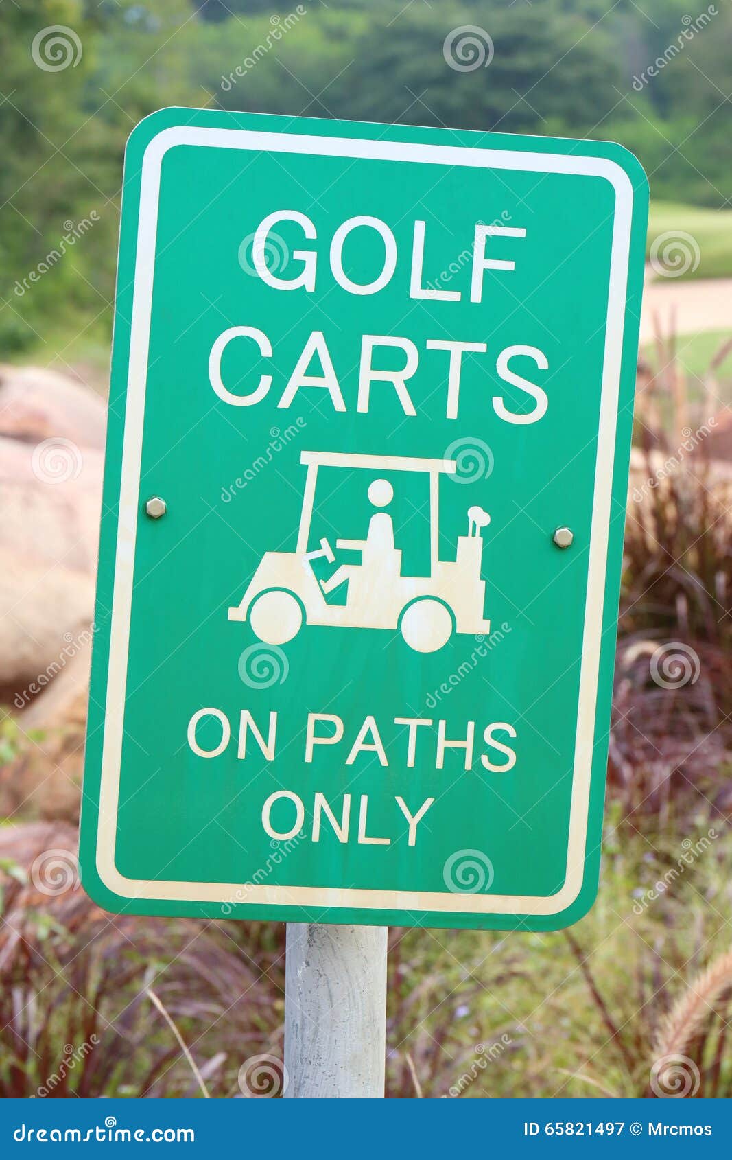 The Warning Sign of Golf Carts on Paths only, for Protecting Green ...