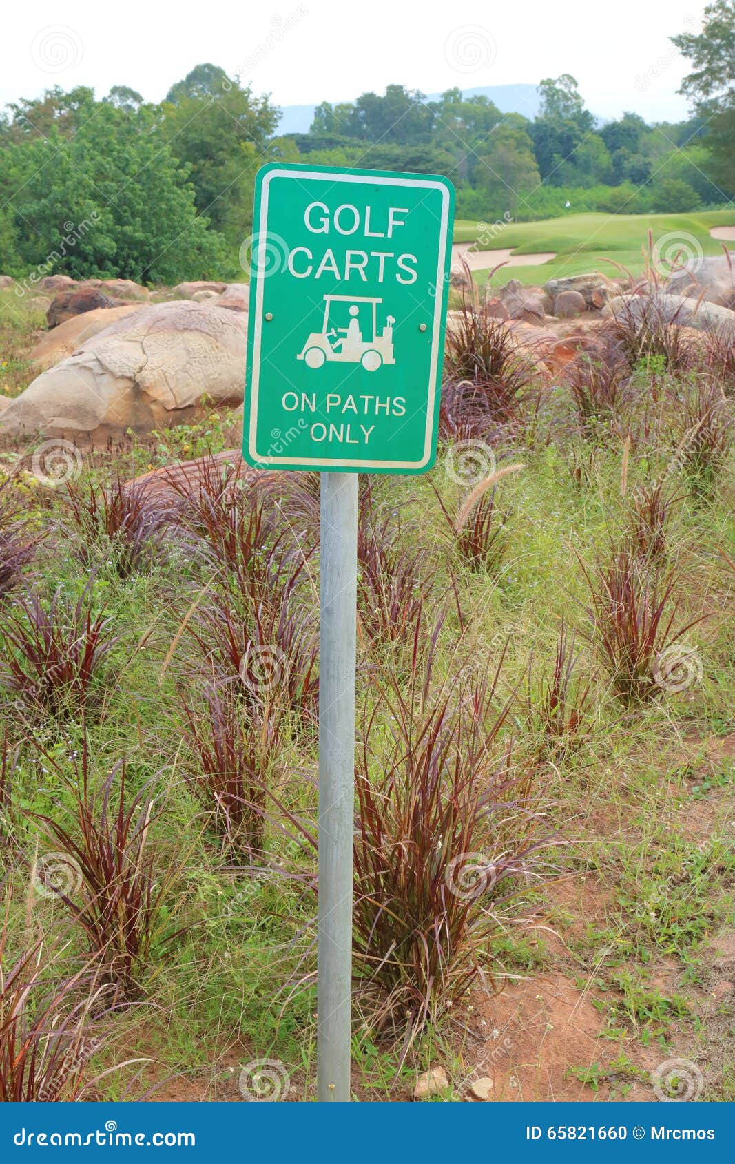 The Warning Sign of Golf Carts on Paths only, for Protecting Green ...