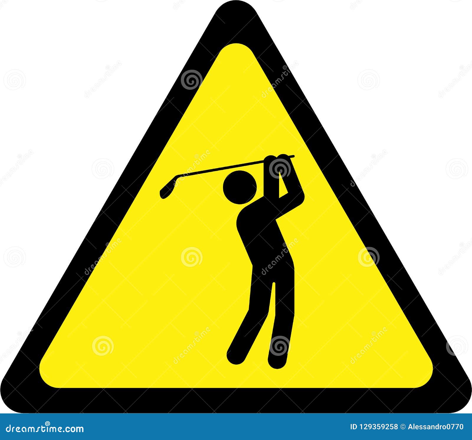 Warning sign with golfers stock illustration. Illustration of icon ...