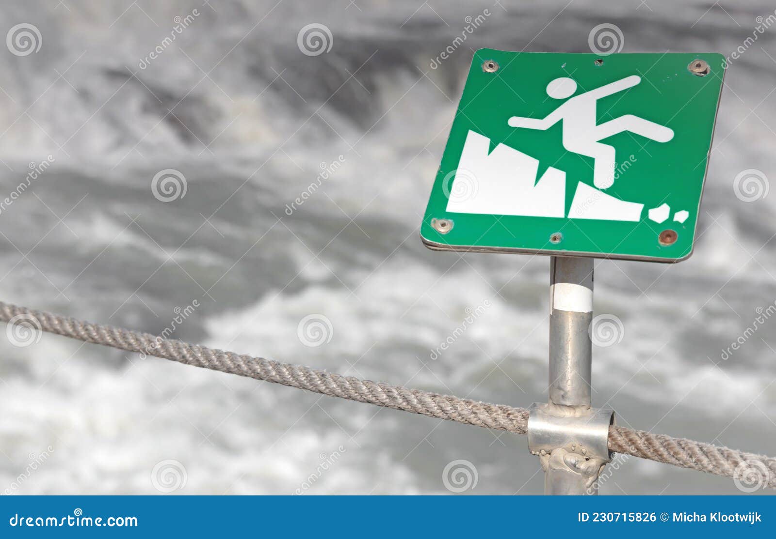 Warning Sign at Gullfoss Waterfall in Iceland Stock Photo - Image of ...