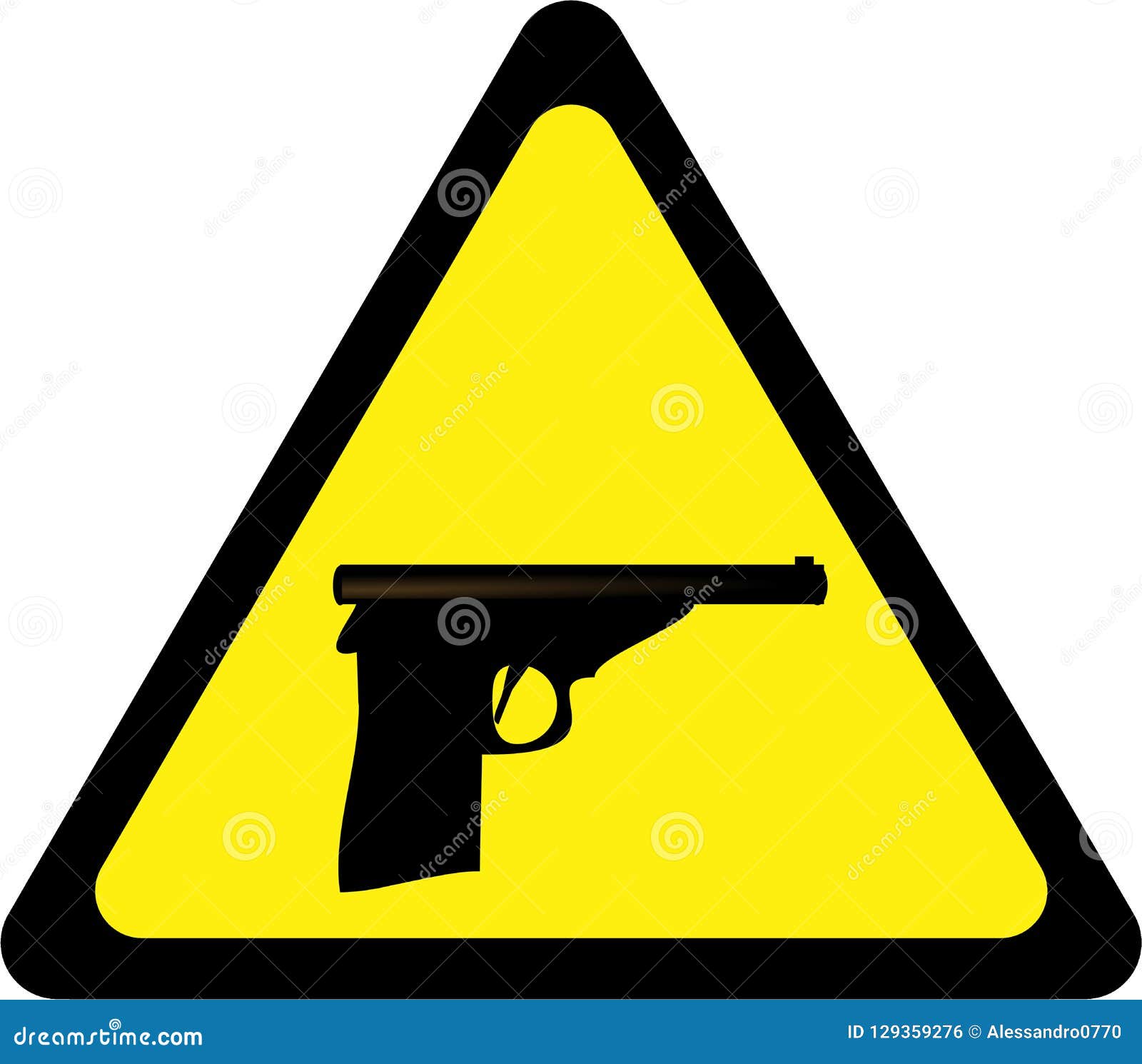 Warning sign with gun stock illustration. Illustration of protection ...
