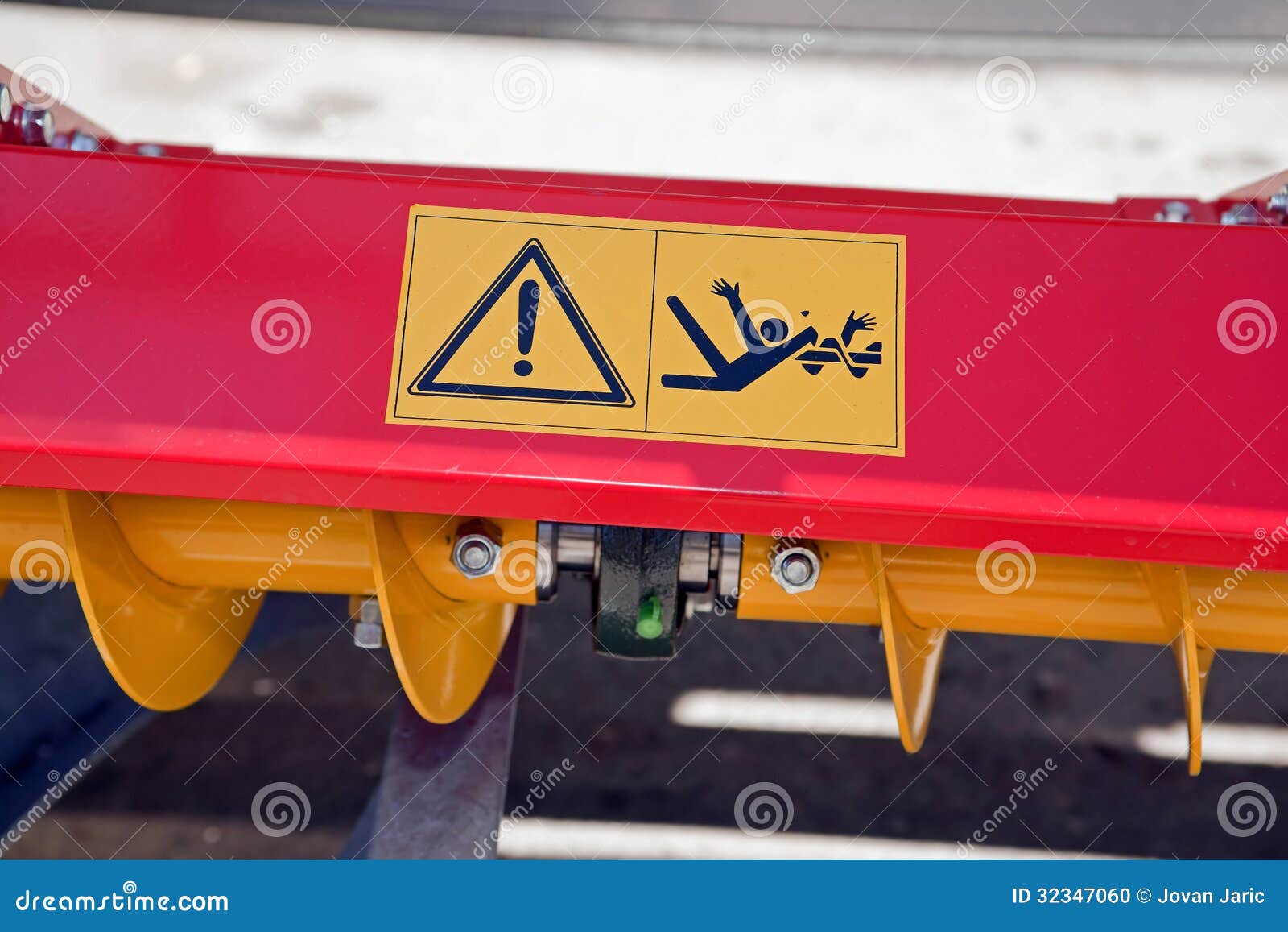 Warning sign at harvester stock photo. Image of country - 32347060