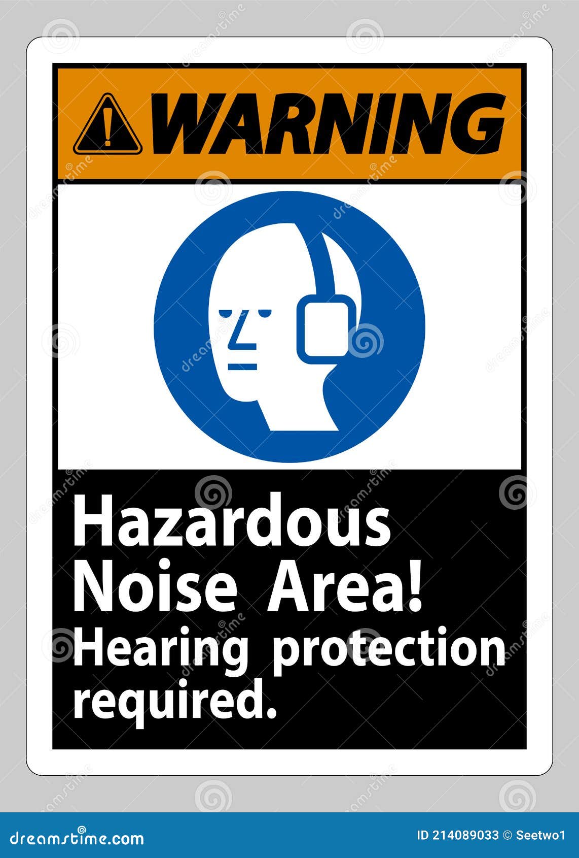 Warning Sign Hazardous Noise Area, Hearing Protection Required Stock ...