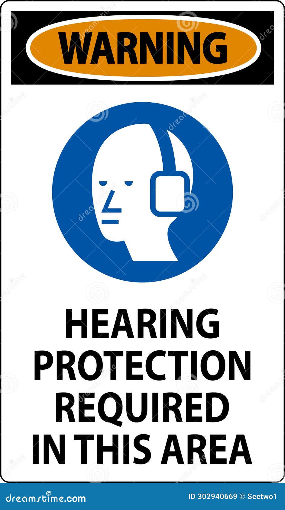 Warning Sign Hearing Protection Required in this Area Stock Vector ...