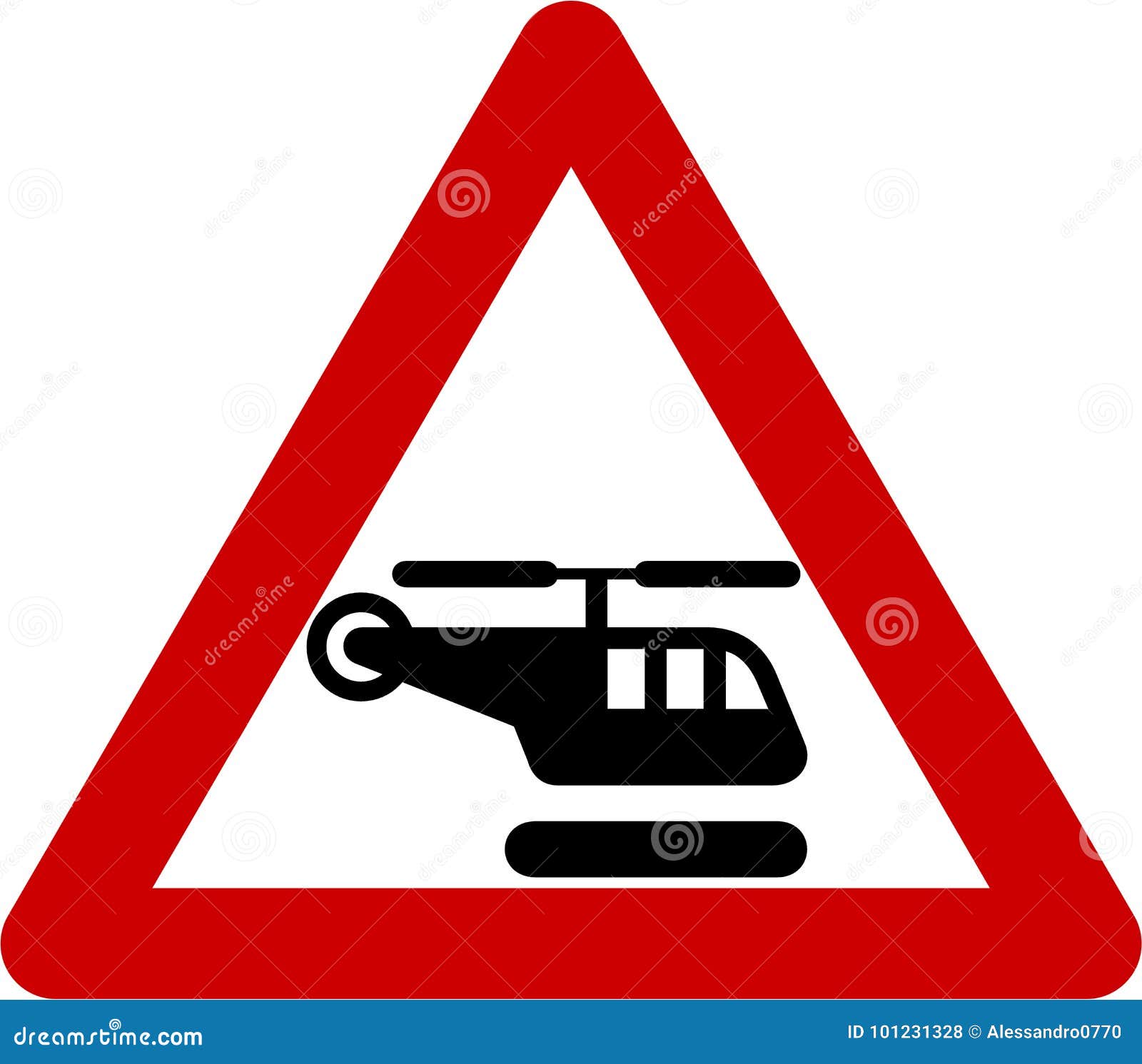Warning Sign with Helicopter Stock Illustration - Illustration of ...