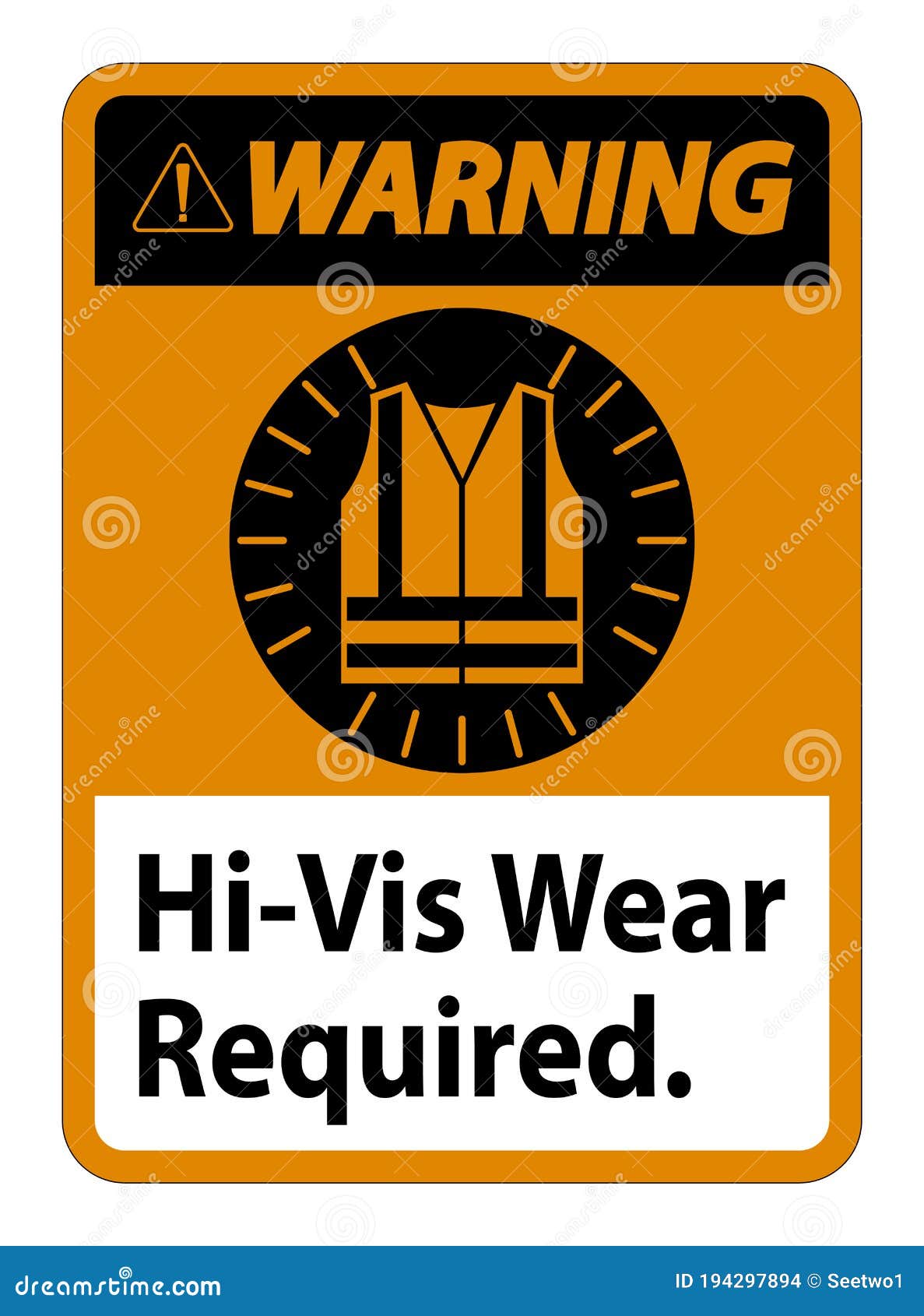 Warning Sign Hi-Vis Wear Required on White Background Stock Vector ...