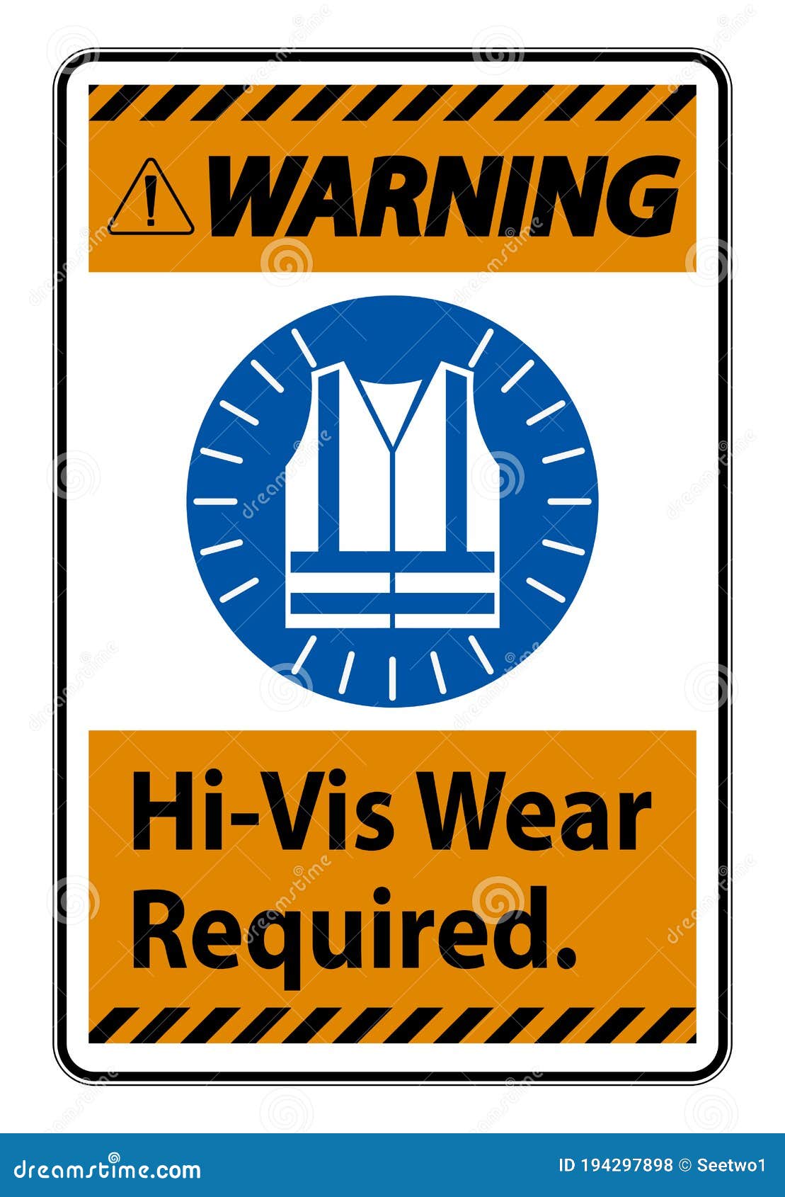 Warning Sign Hi-Vis Wear Required on White Background Stock Vector ...
