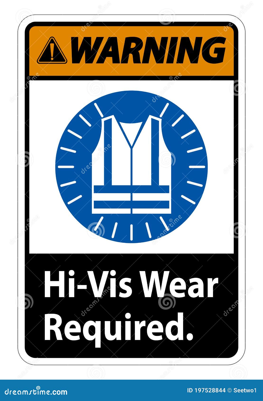 Warning Sign Hi-Vis Wear Required on White Background Stock Vector ...