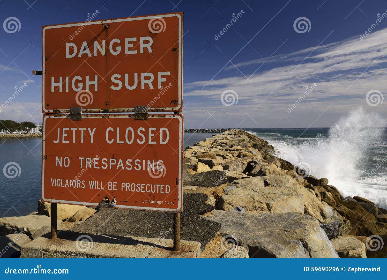 Warning sign stock photo. Image of high, harbor, blue - 59690296