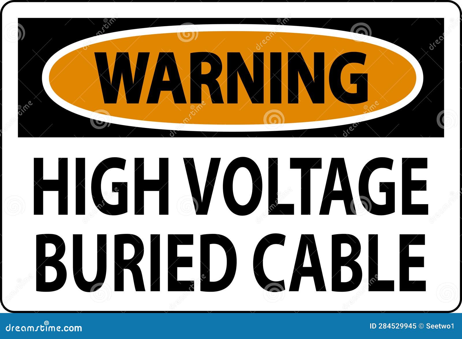 Warning Sign High Voltage Buried Cable on White Background Stock Vector ...