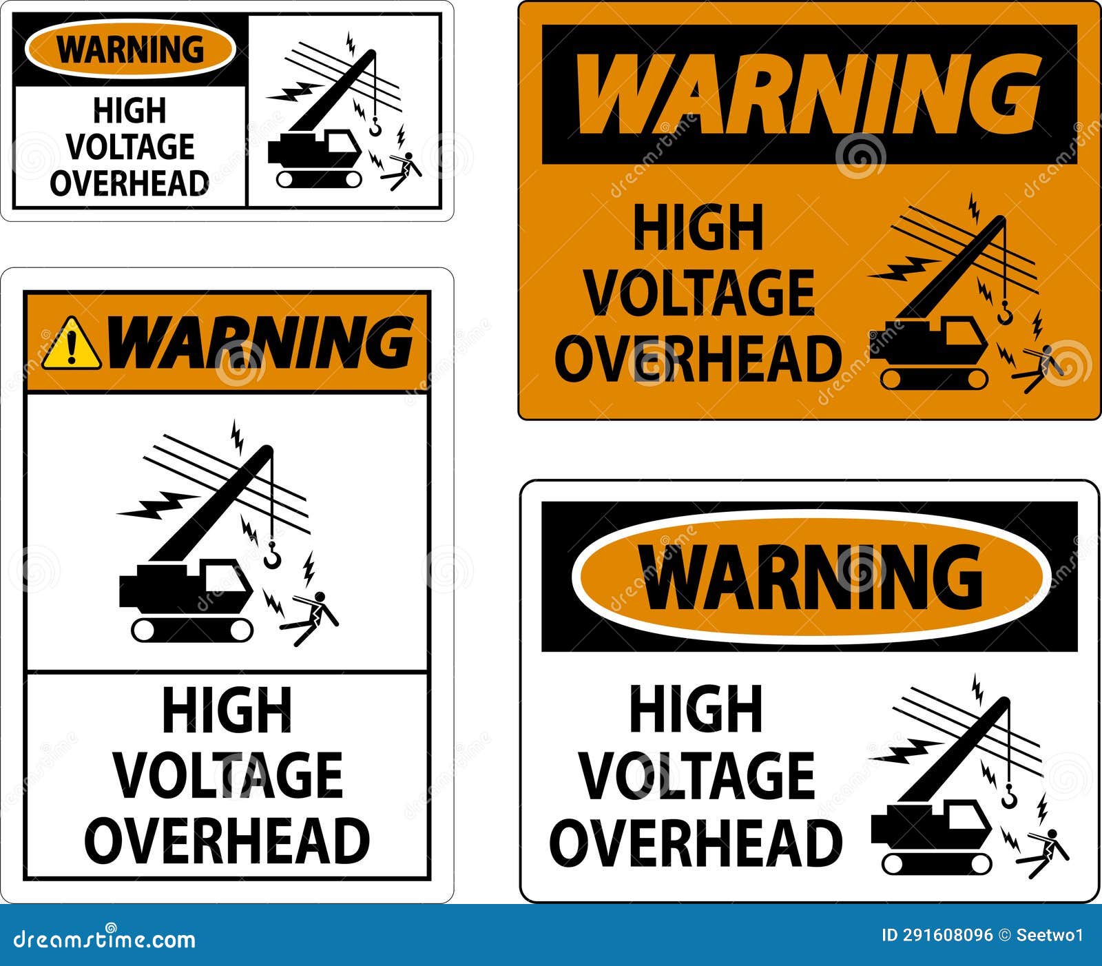Warning Sign High Voltage Overhead Stock Vector - Illustration of ...