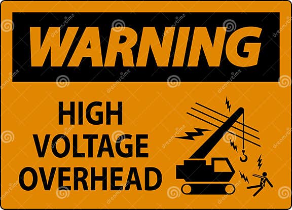 Warning Sign High Voltage Overhead Stock Vector - Illustration of ...