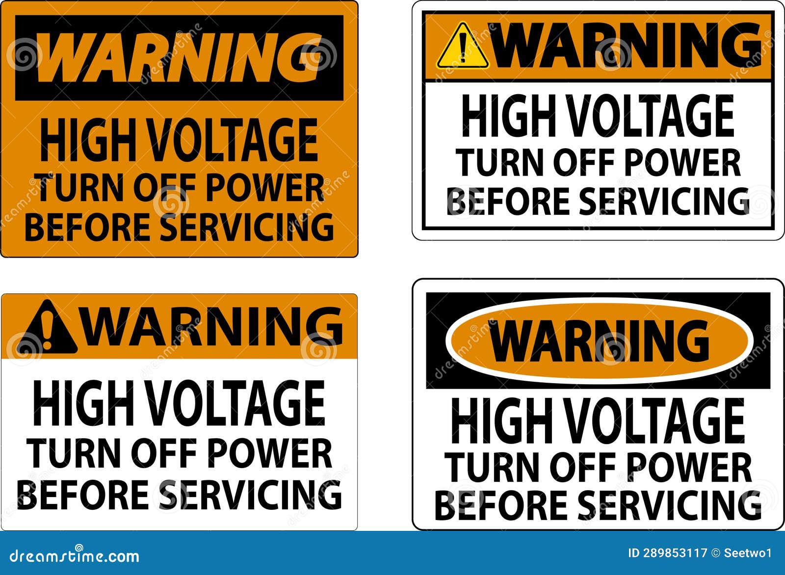 Warning Sign High Voltage Turn Off Power before Servicing Stock Vector ...