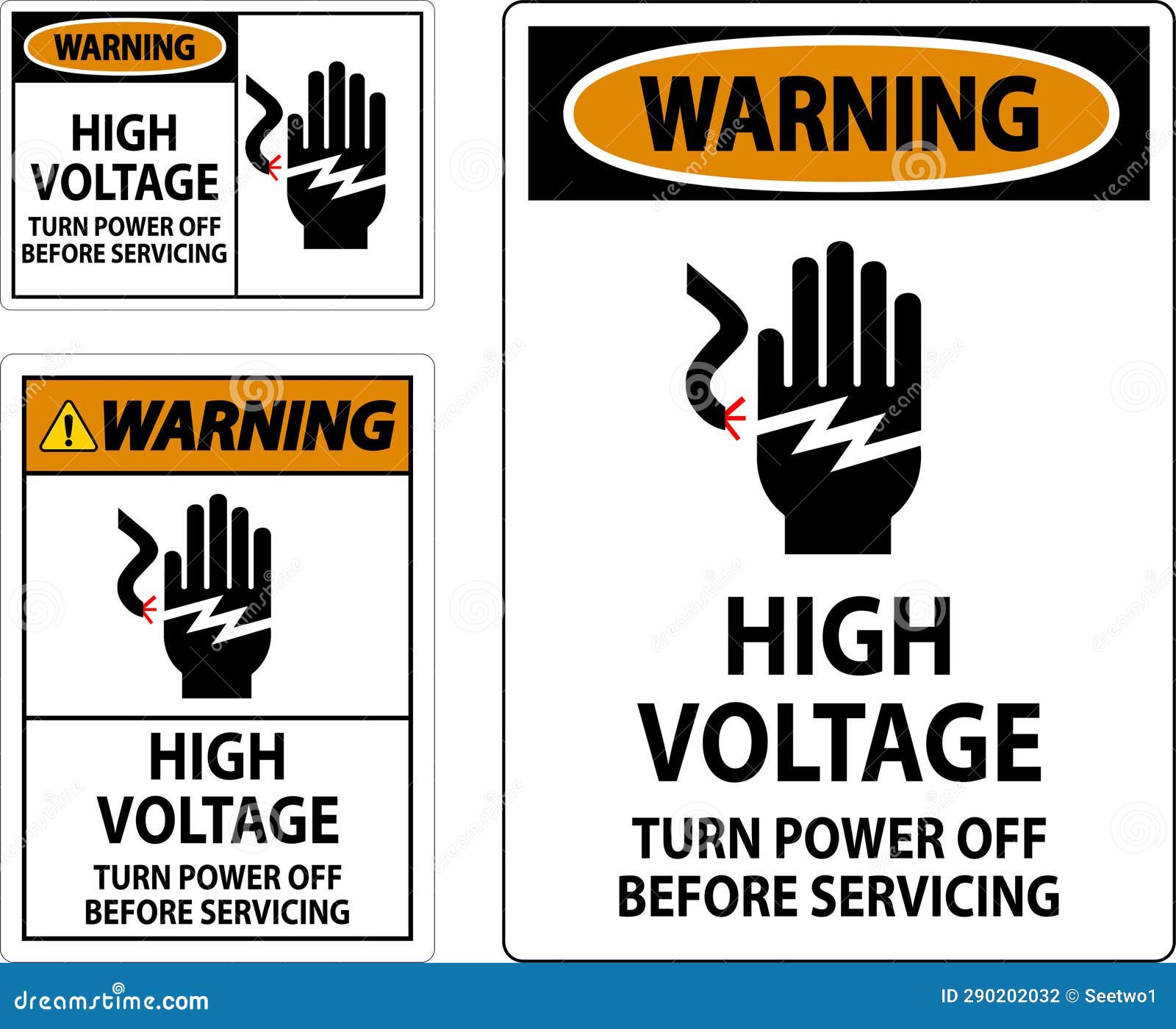 Warning Sign High Voltage - Turn Power Off before Servicing Stock ...