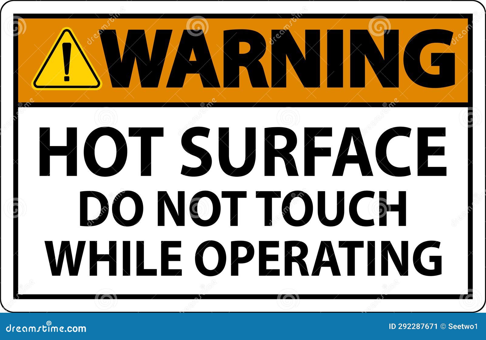 Warning Sign Hot Surface - Do Not Touch while Operating Stock Vector ...