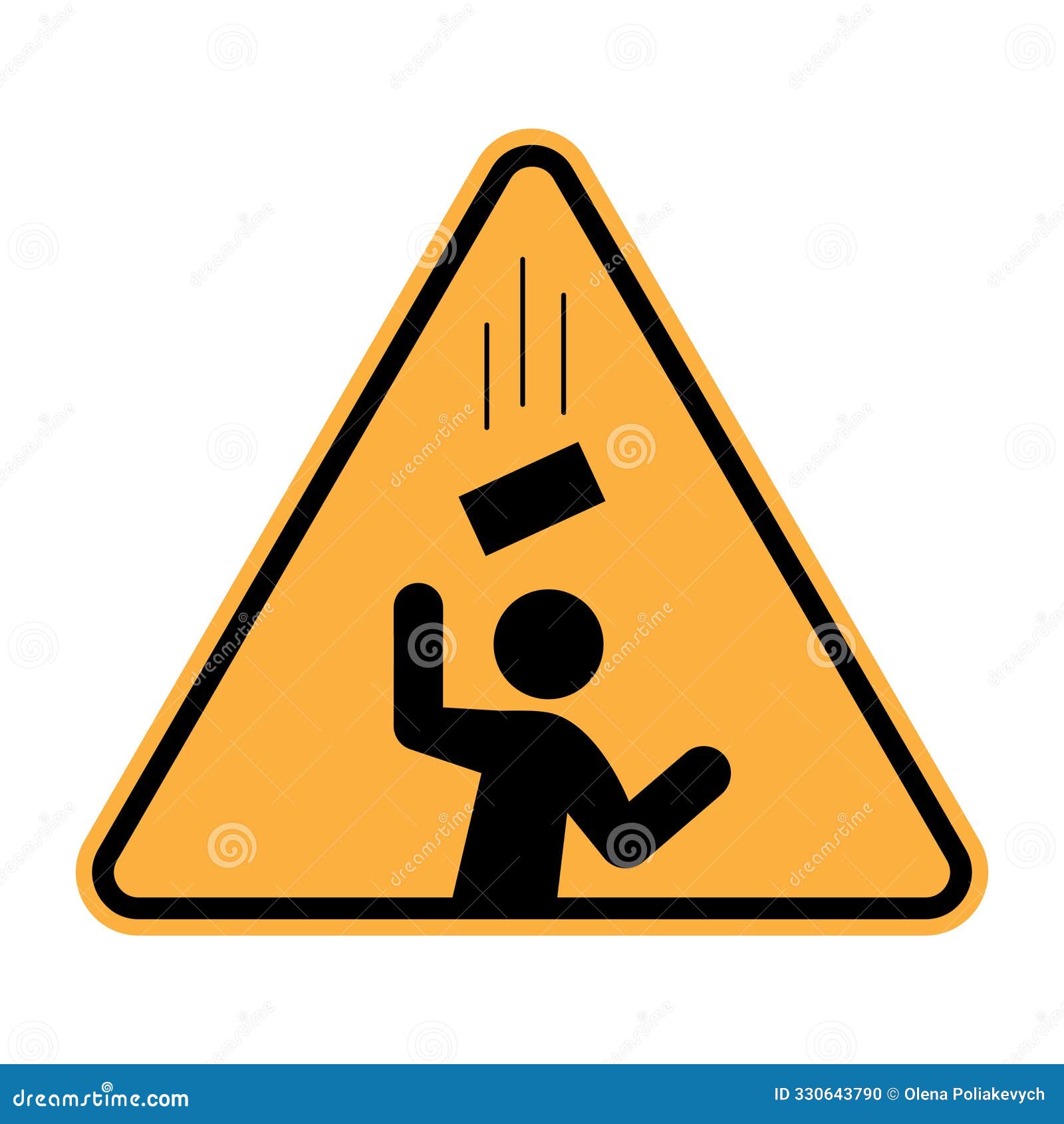 Warning Sign Icon. Falling Object Alert. Yellow Triangle Background ...