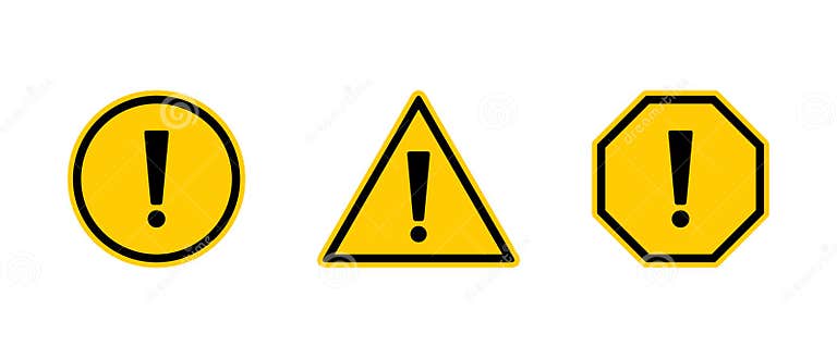 Warning Sign Icon Set in Generic Style. Danger Caution Symbol Stock ...
