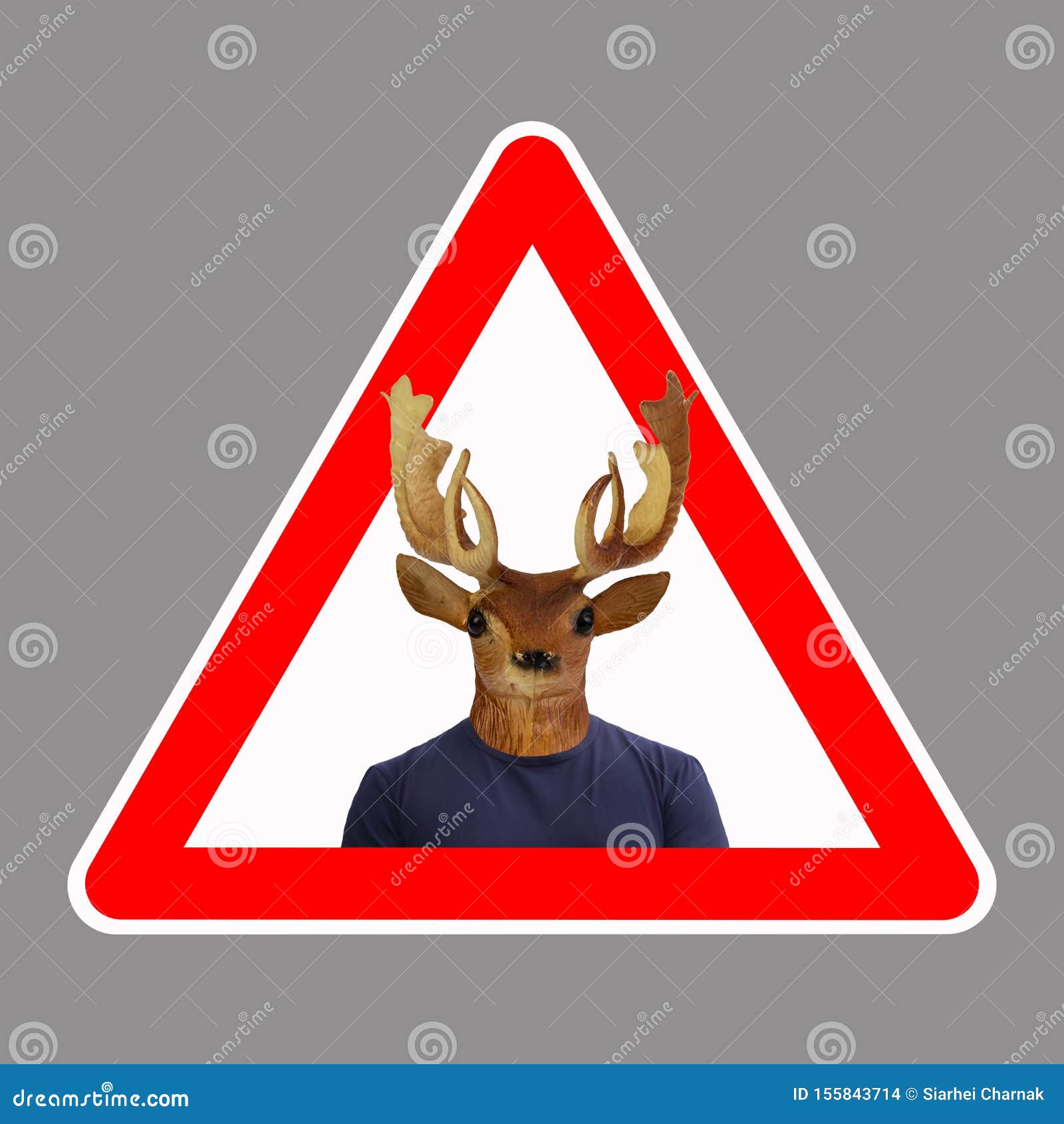 Warning Sign with the Image of a Deer. Stock Illustration ...
