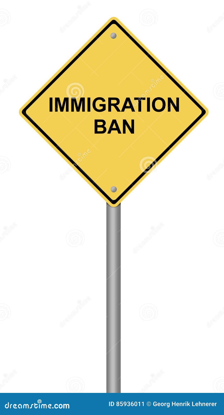 Warning Sign Immigration Ban Stock Illustration - Illustration of black ...