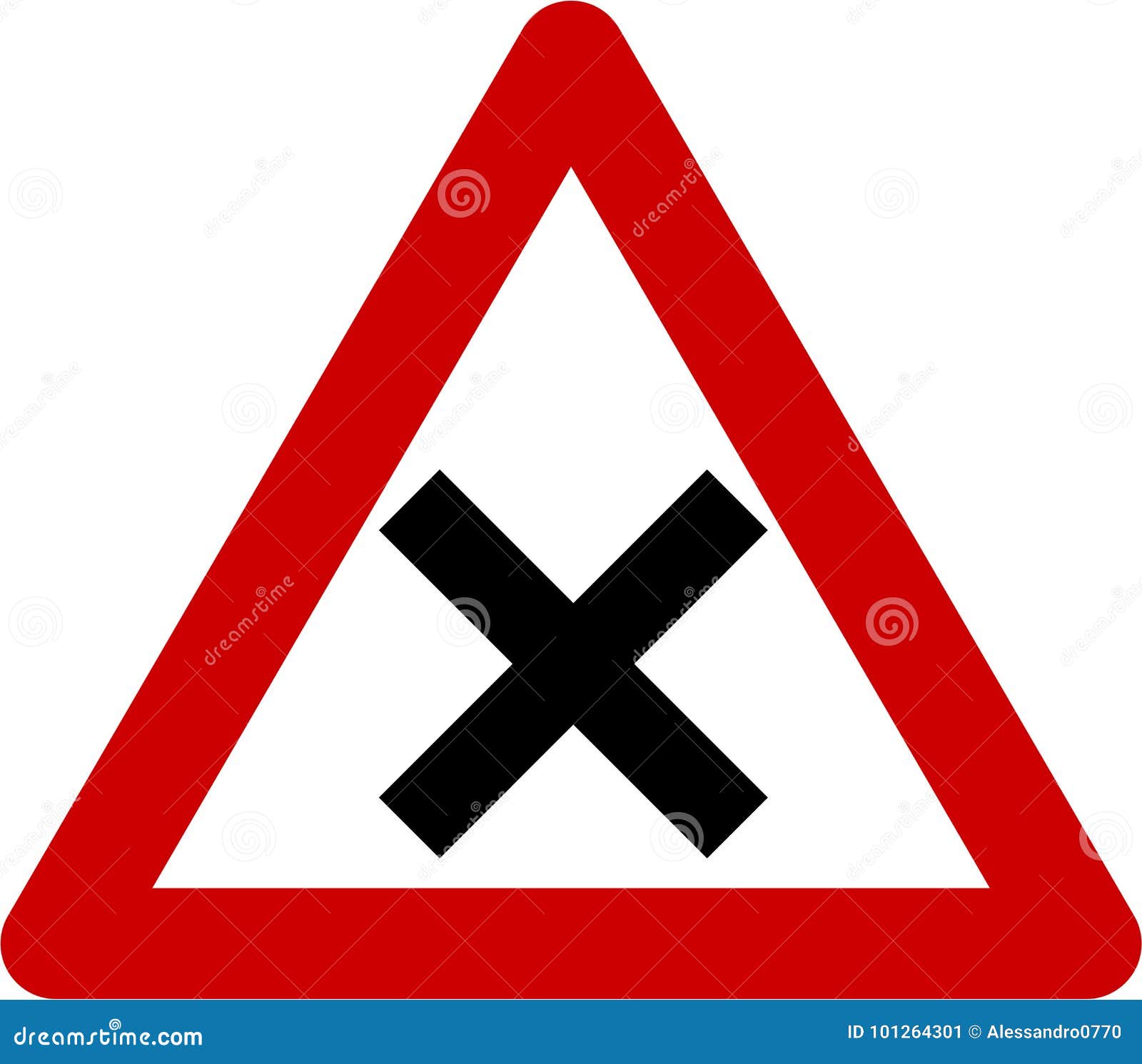 Warning Sign with Intersection Stock Illustration - Illustration of ...
