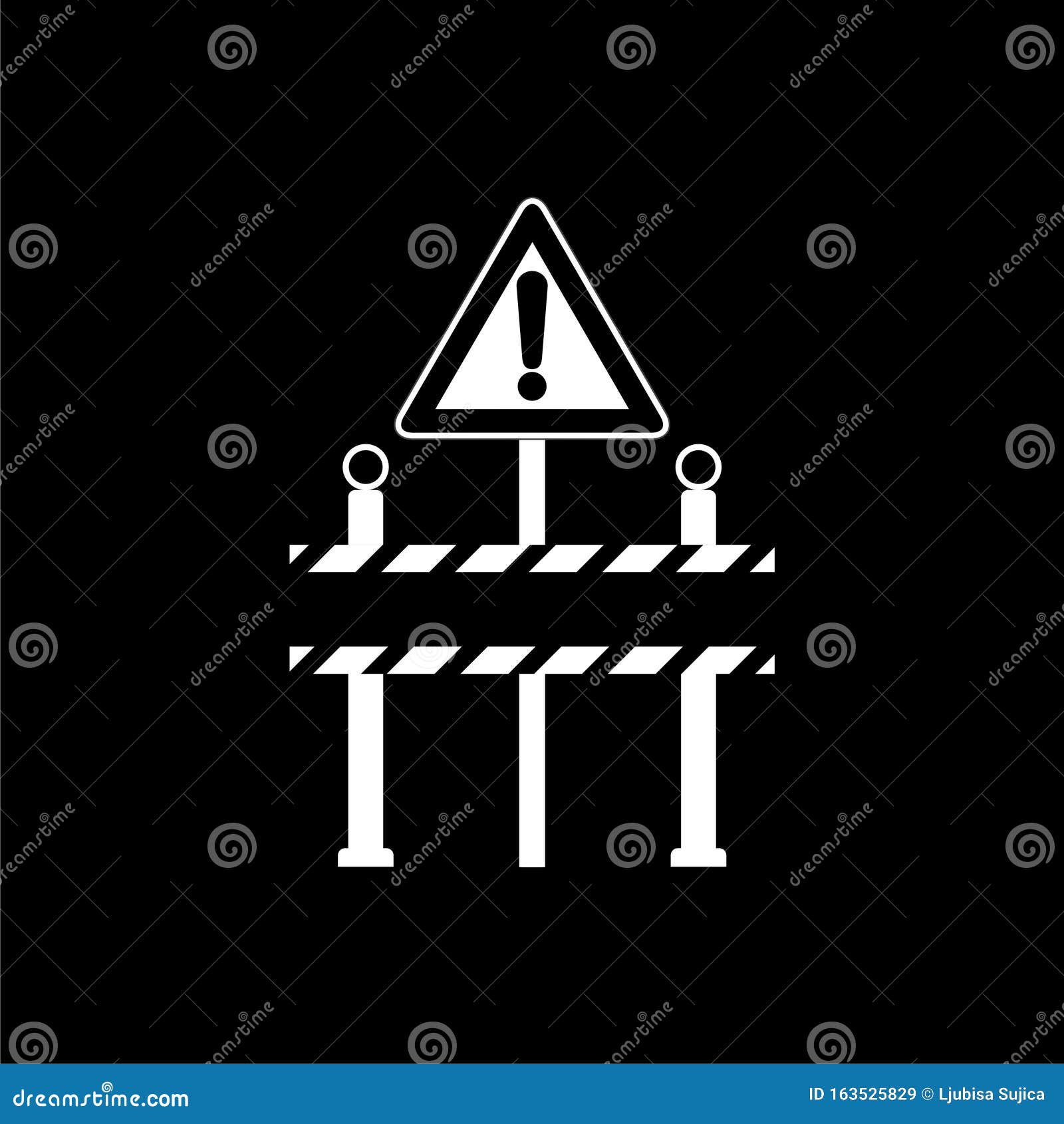 Warning Sign Isolated on Black Background Stock Vector - Illustration ...