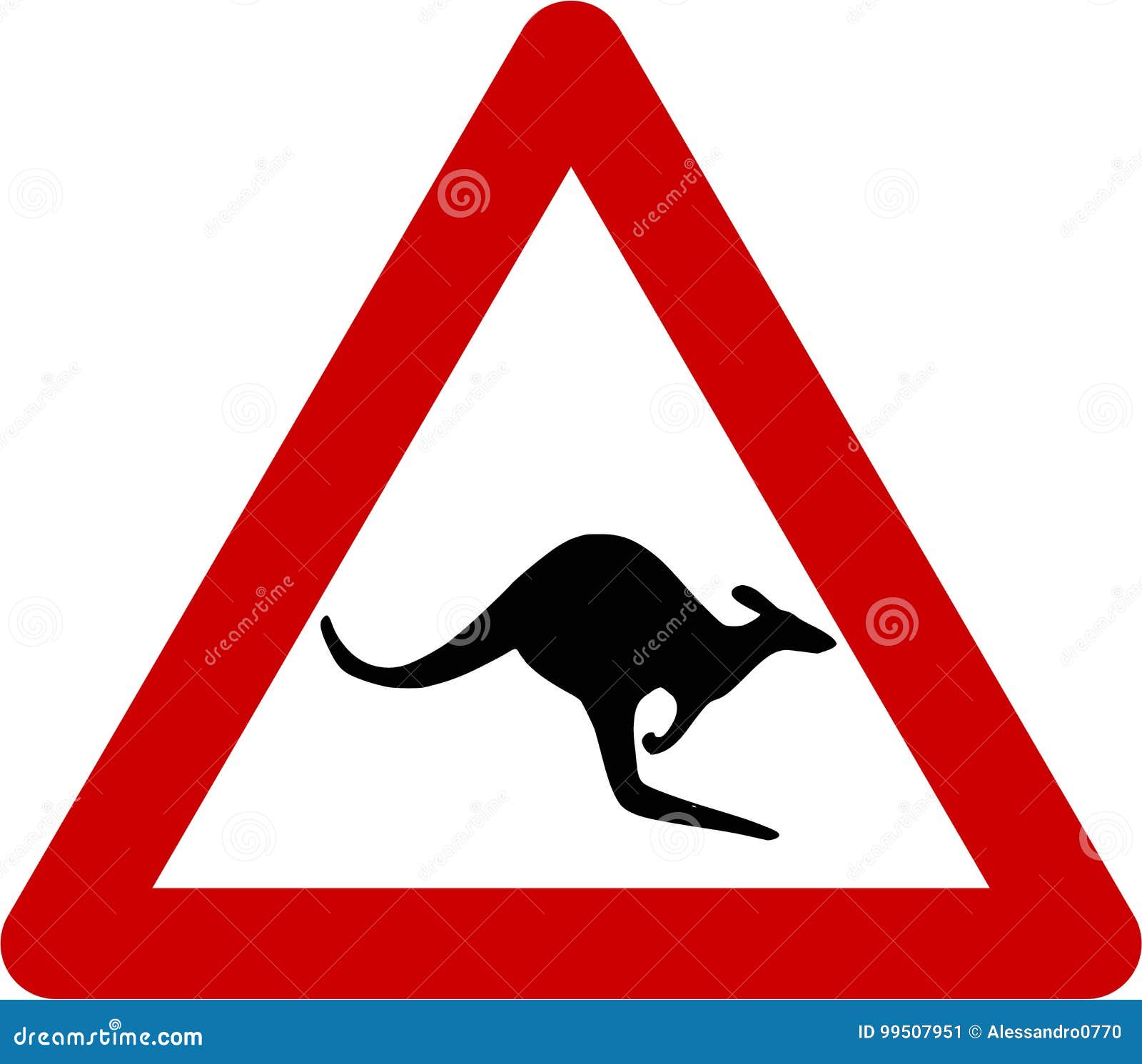 Warning Sign with Kangaroos on Road Stock Illustration - Illustration ...