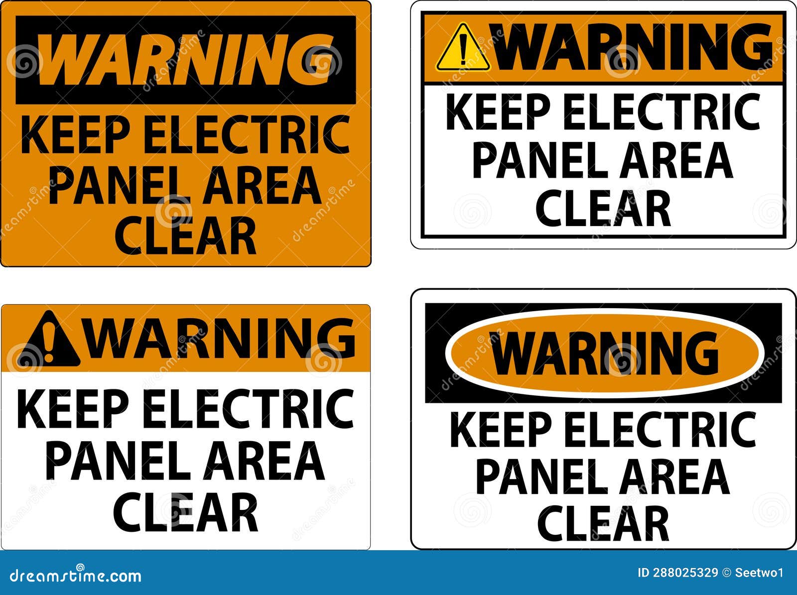 Warning Sign Keep Electric Panel Area Clear Stock Vector - Illustration ...