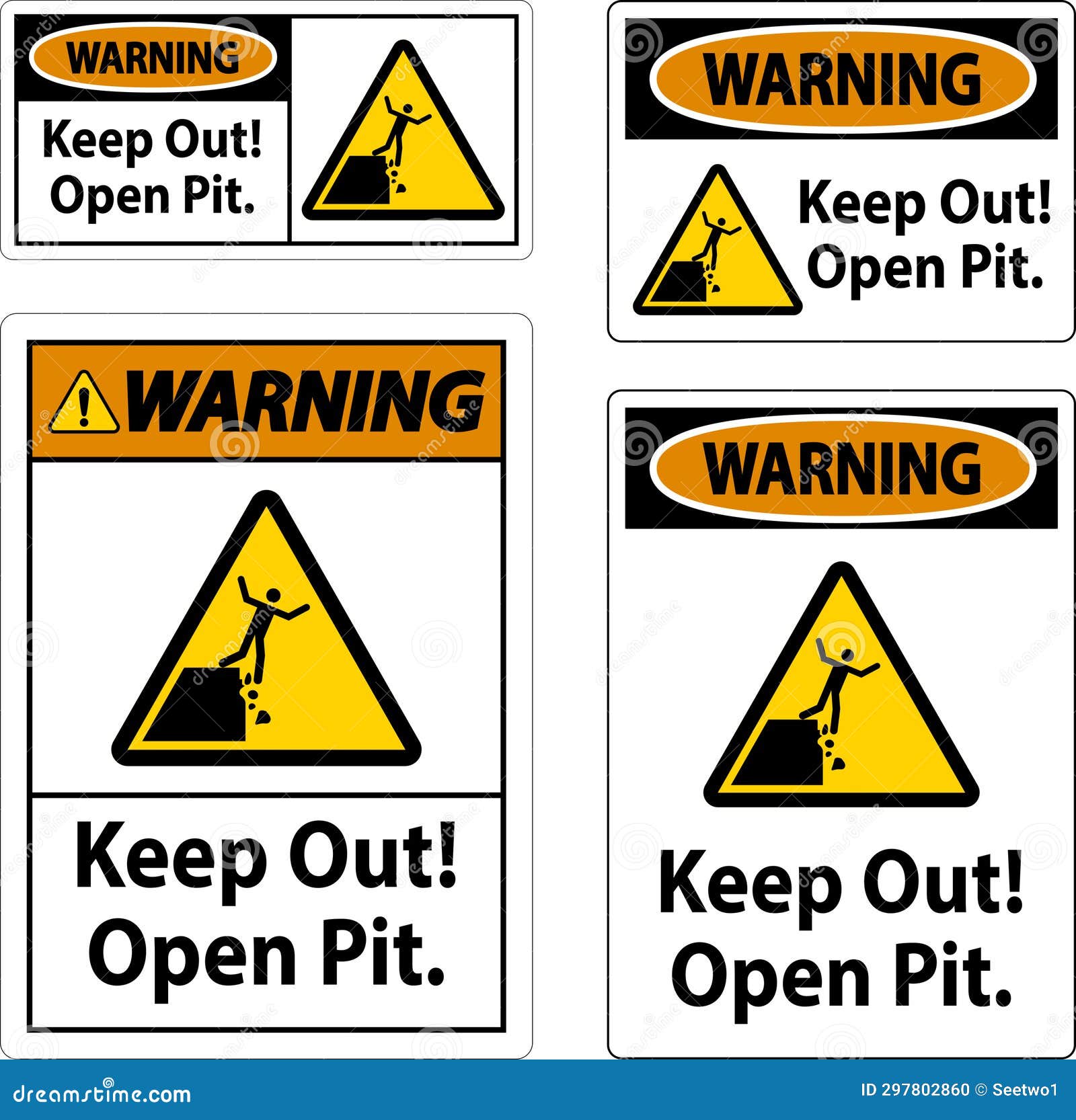 Warning Sign Keep Out Open Pit Stock Vector - Illustration of ...