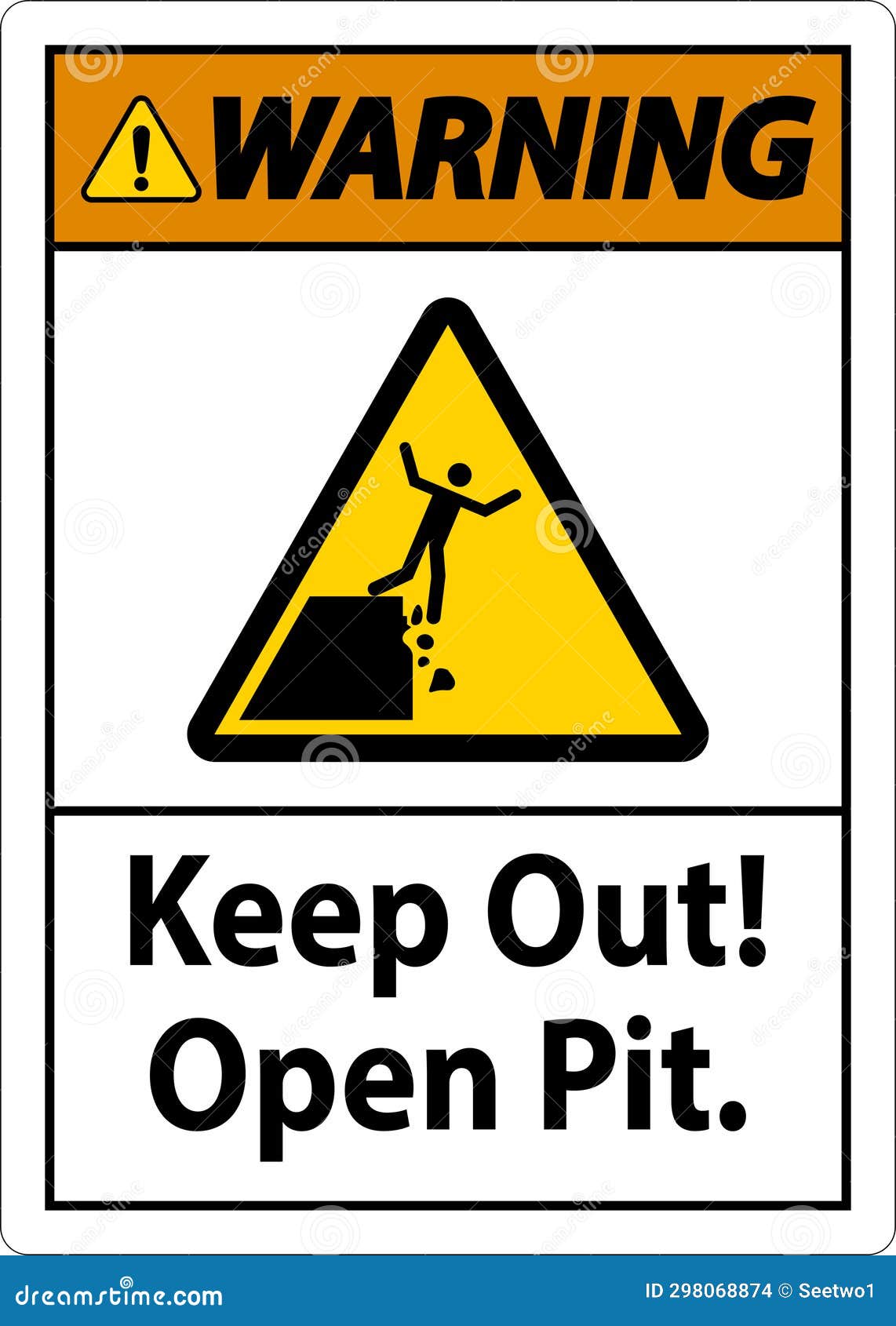 Warning Sign Keep Out Open Pit Stock Vector - Illustration of downfall ...