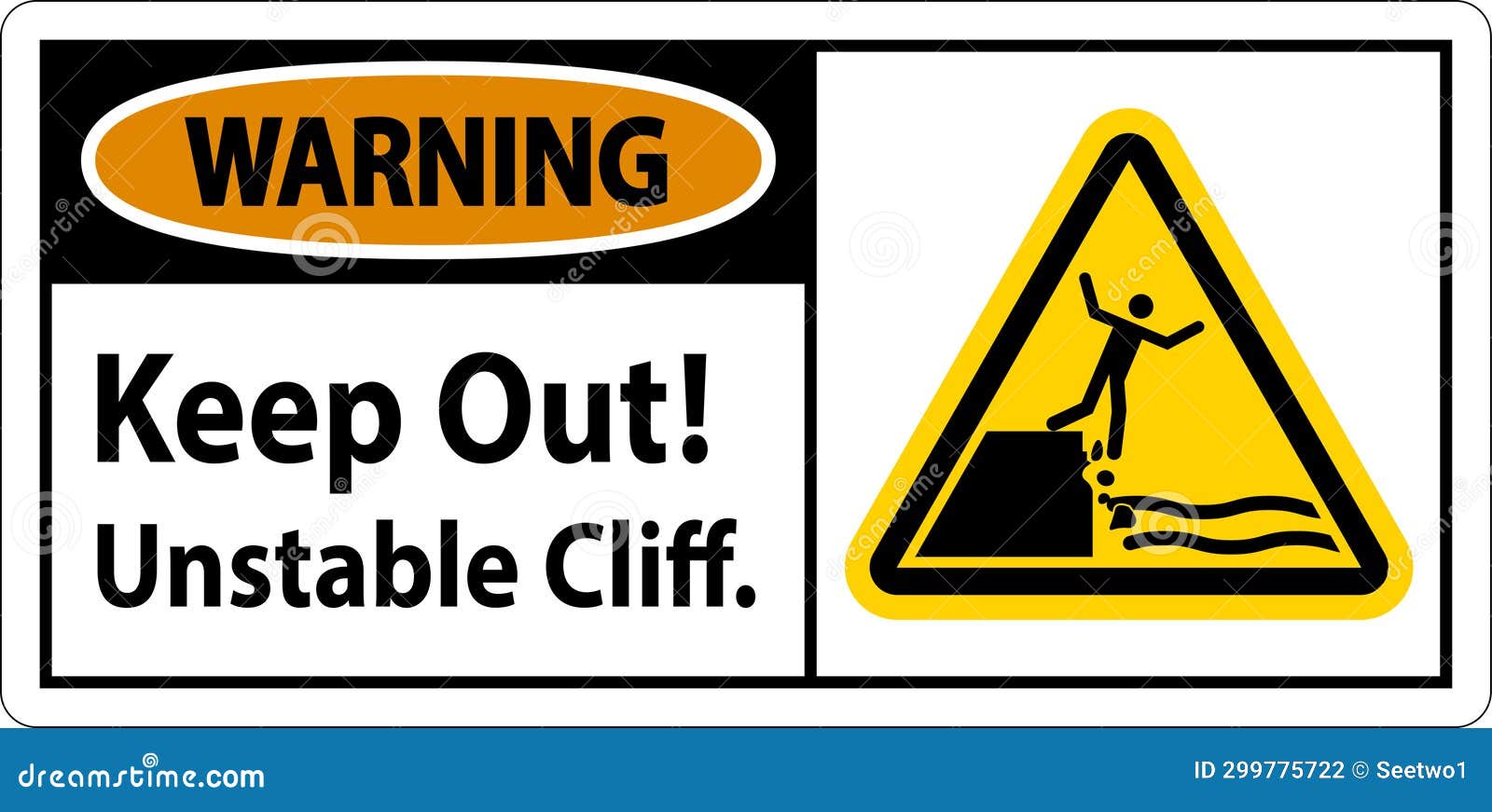 Warning Sign, Keep Out Unstable Cliff Stock Vector - Illustration of ...