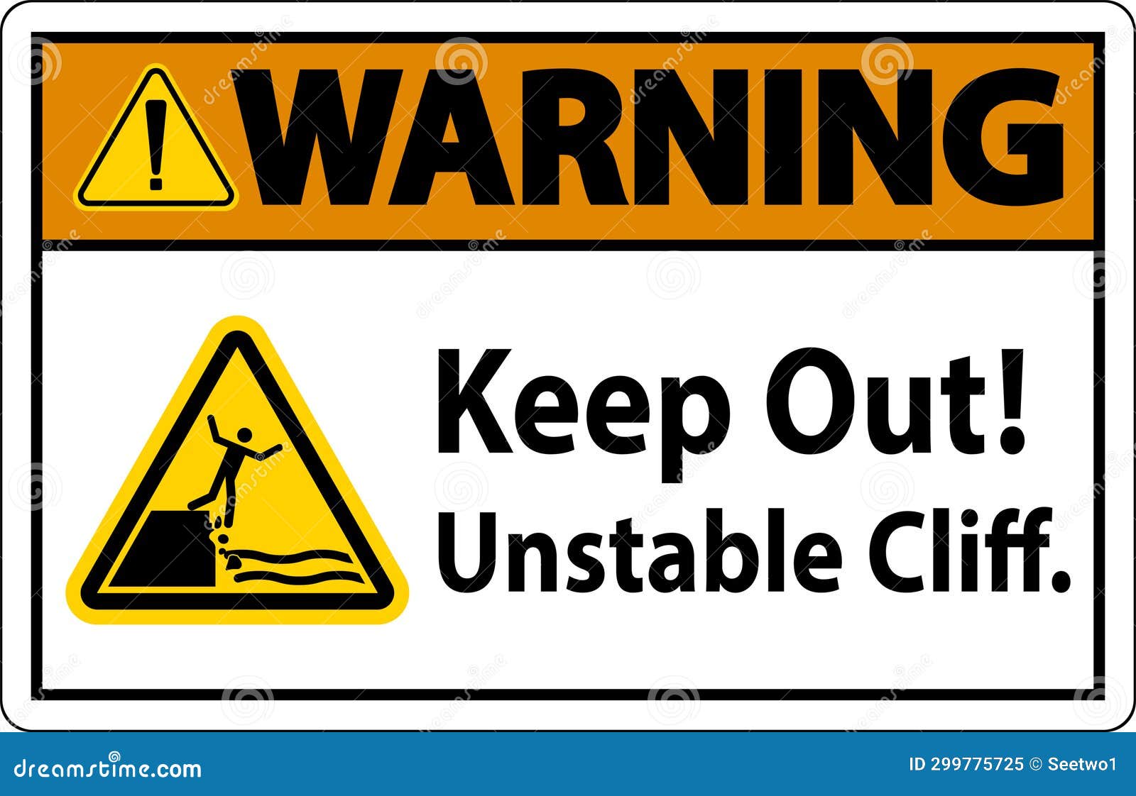 Warning Sign, Keep Out Unstable Cliff Stock Vector - Illustration of ...