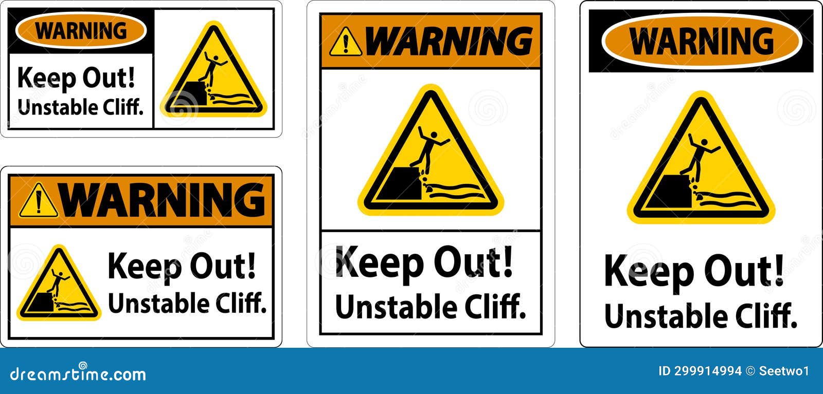 Warning Sign, Keep Out Unstable Cliff Stock Vector - Illustration of ...