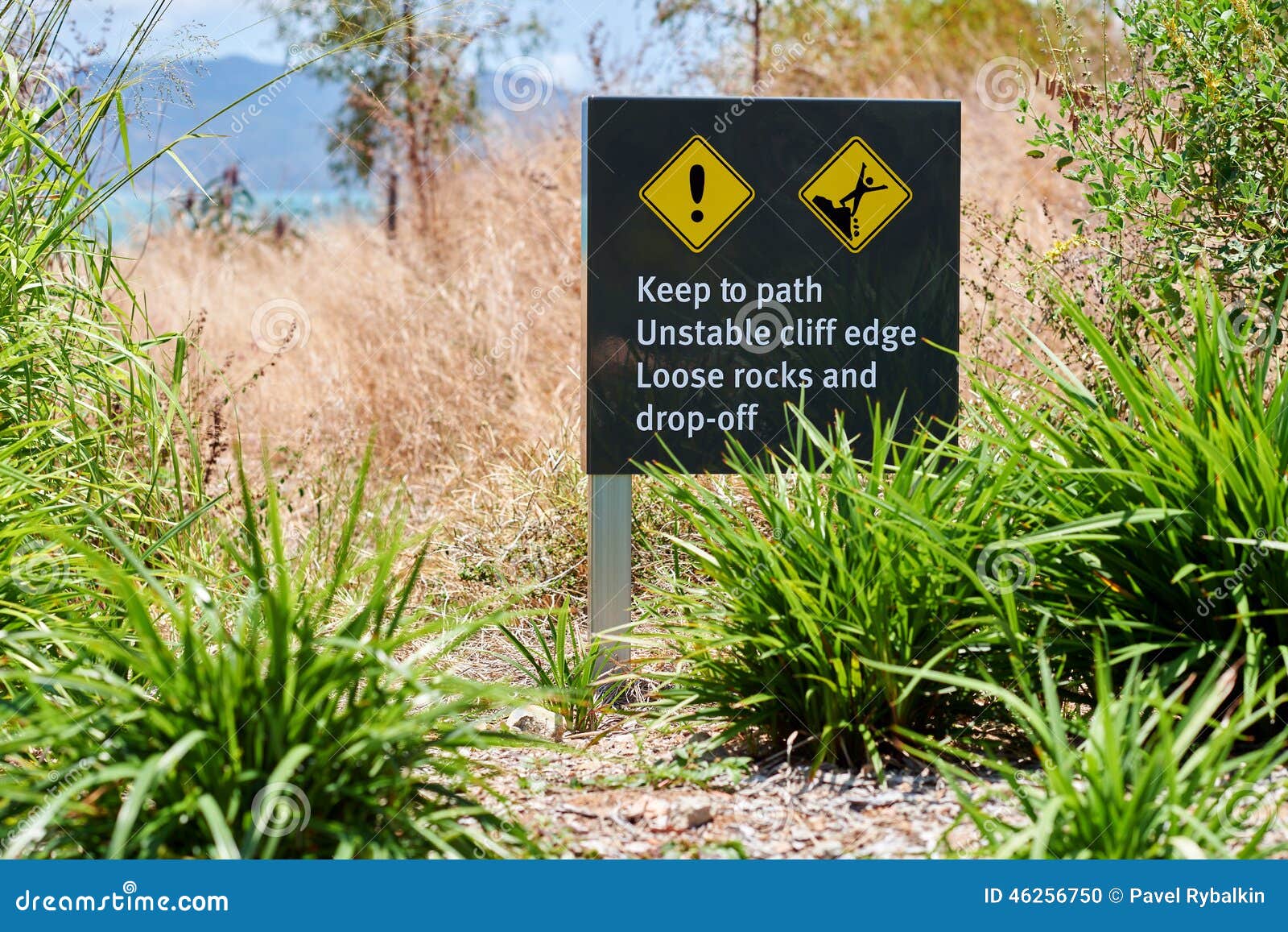 Warning sign keep to path stock photo. Image of overlooking - 46256750