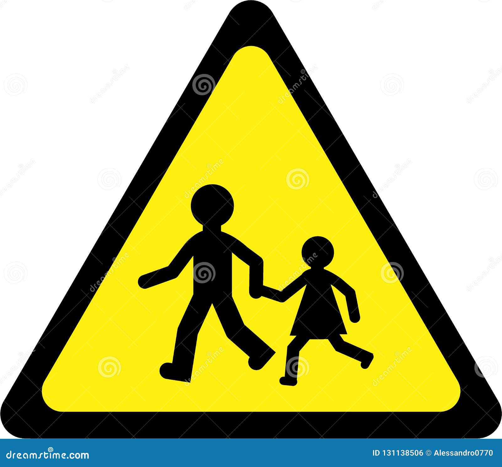 Warning Sign with Kids Play Stock Illustration - Illustration of ...