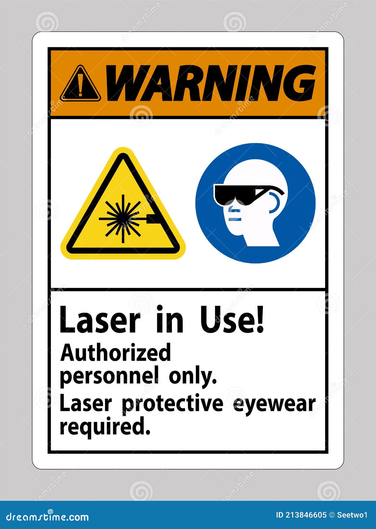Warning Sign Laser in Use Authorized Personnel only Laser Protec Stock ...