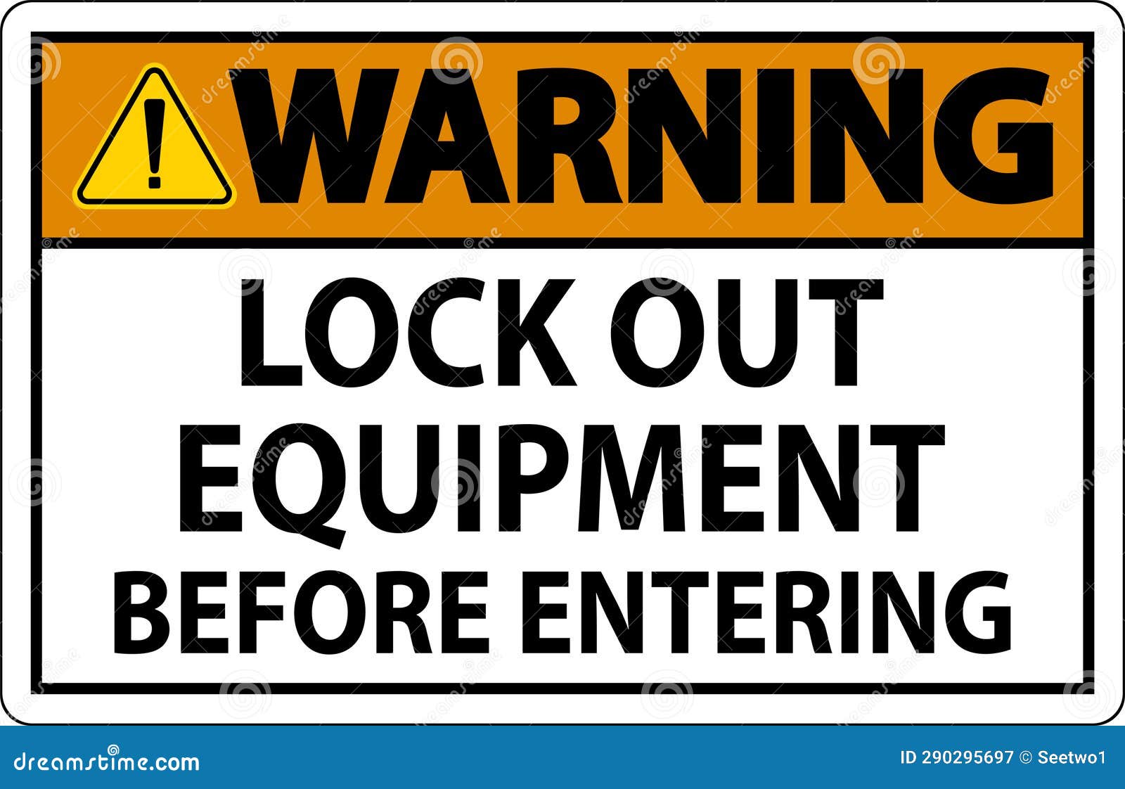 Warning Sign, Lock Out Equipment before Entering Stock Vector ...