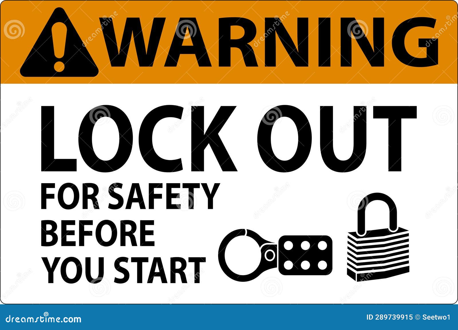 Warning Sign, Lock Out for Safety before You Start Stock Vector ...