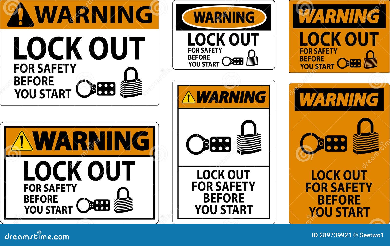 Warning Sign, Lock Out for Safety before You Start Stock Vector ...