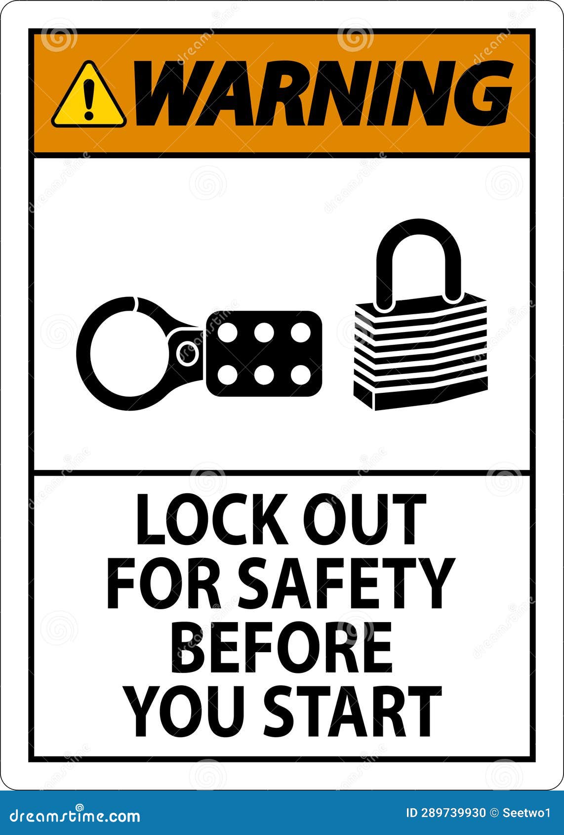 Warning Sign, Lock Out for Safety before You Start Stock Vector ...