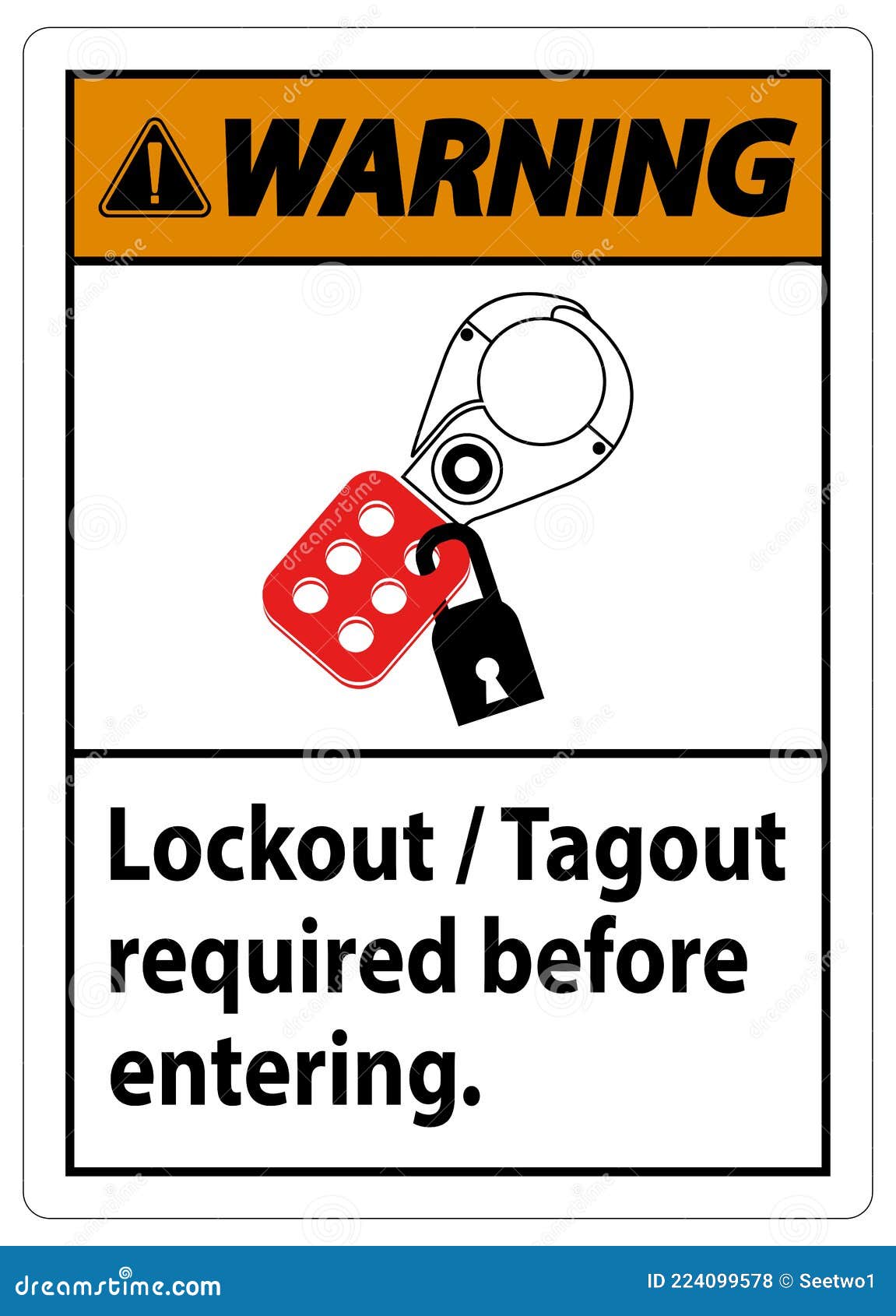 Warning Sign Lockout ,Tagout Required before Entering Stock Vector ...