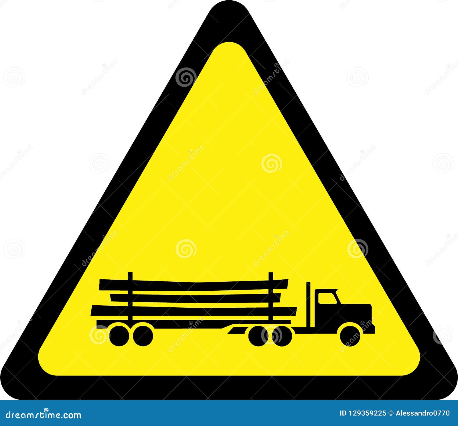 Warning Sign with Logging Truck Stock Illustration - Illustration of ...